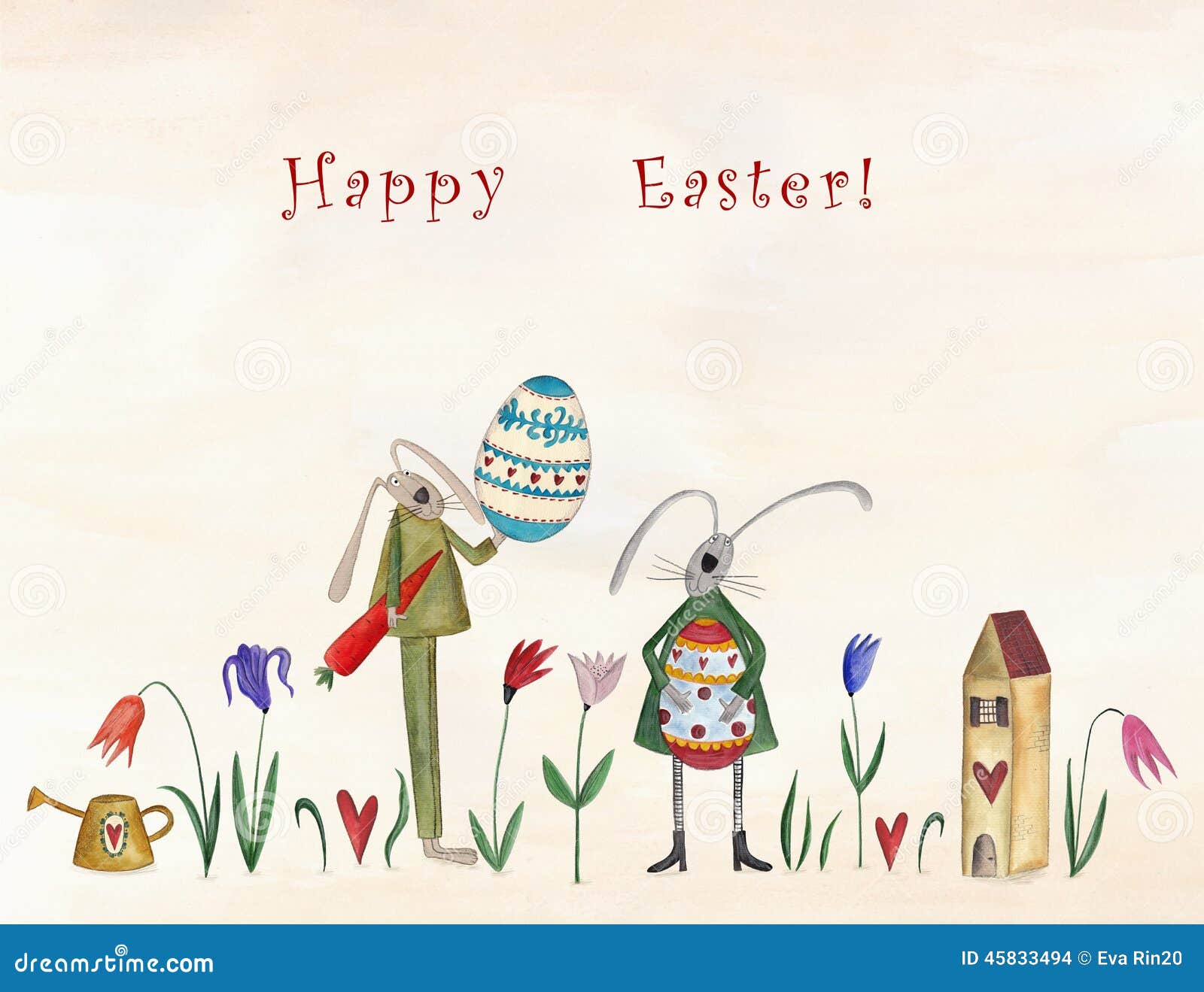 Happy Easter. Greeting Card Stock Illustration - Illustration of ...