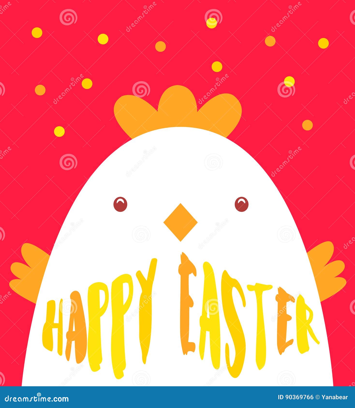 Happy Easter Greeting Card with Chicken and Colored Text. Vector ...