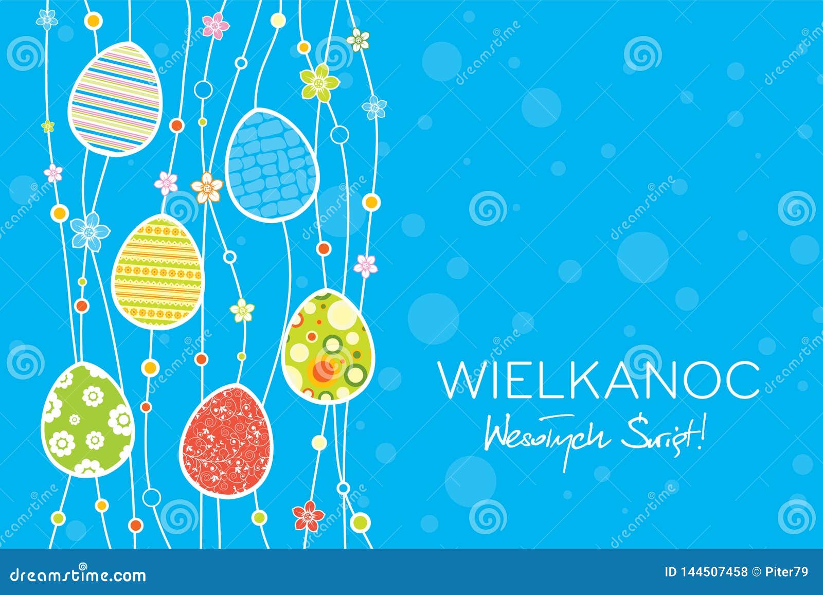 Happy Easter Greeting Card Concept in Polish, Easter Eggs Composition ...