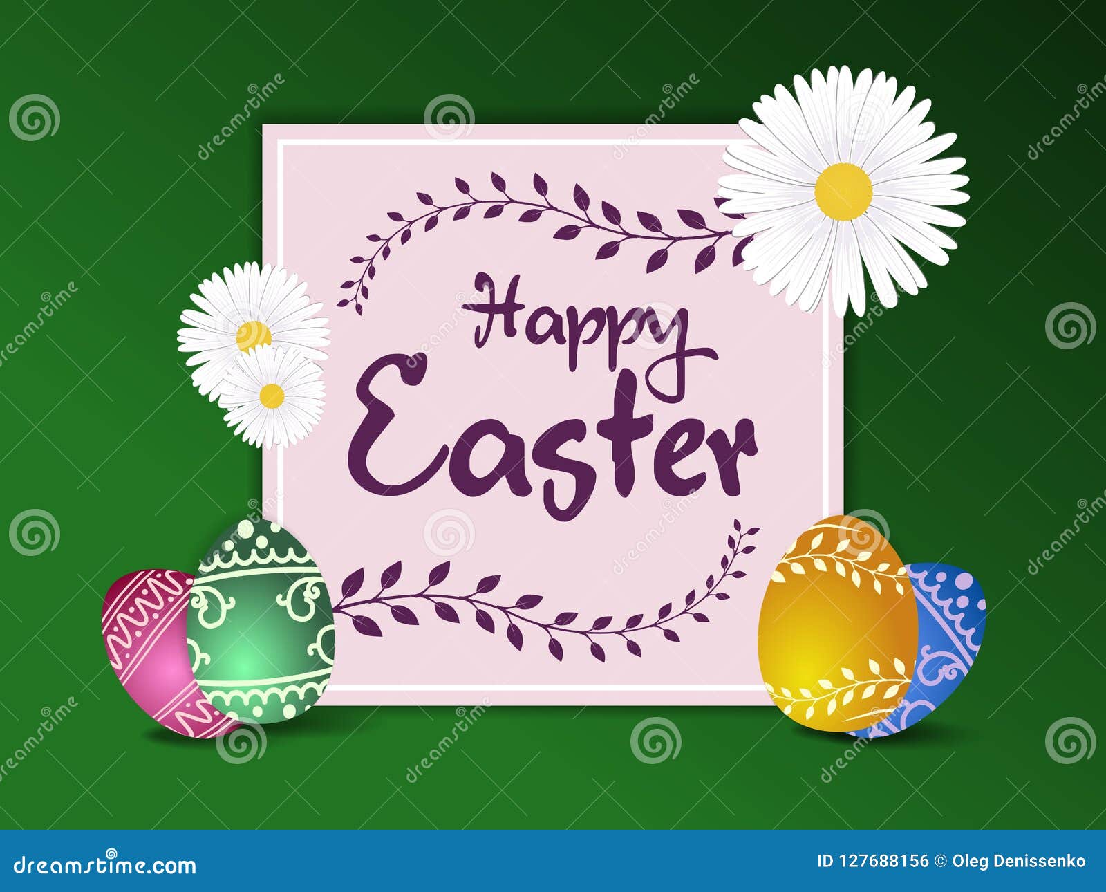 Happy Easter Greeting Card or Display Vector Poster Stock Illustration ...