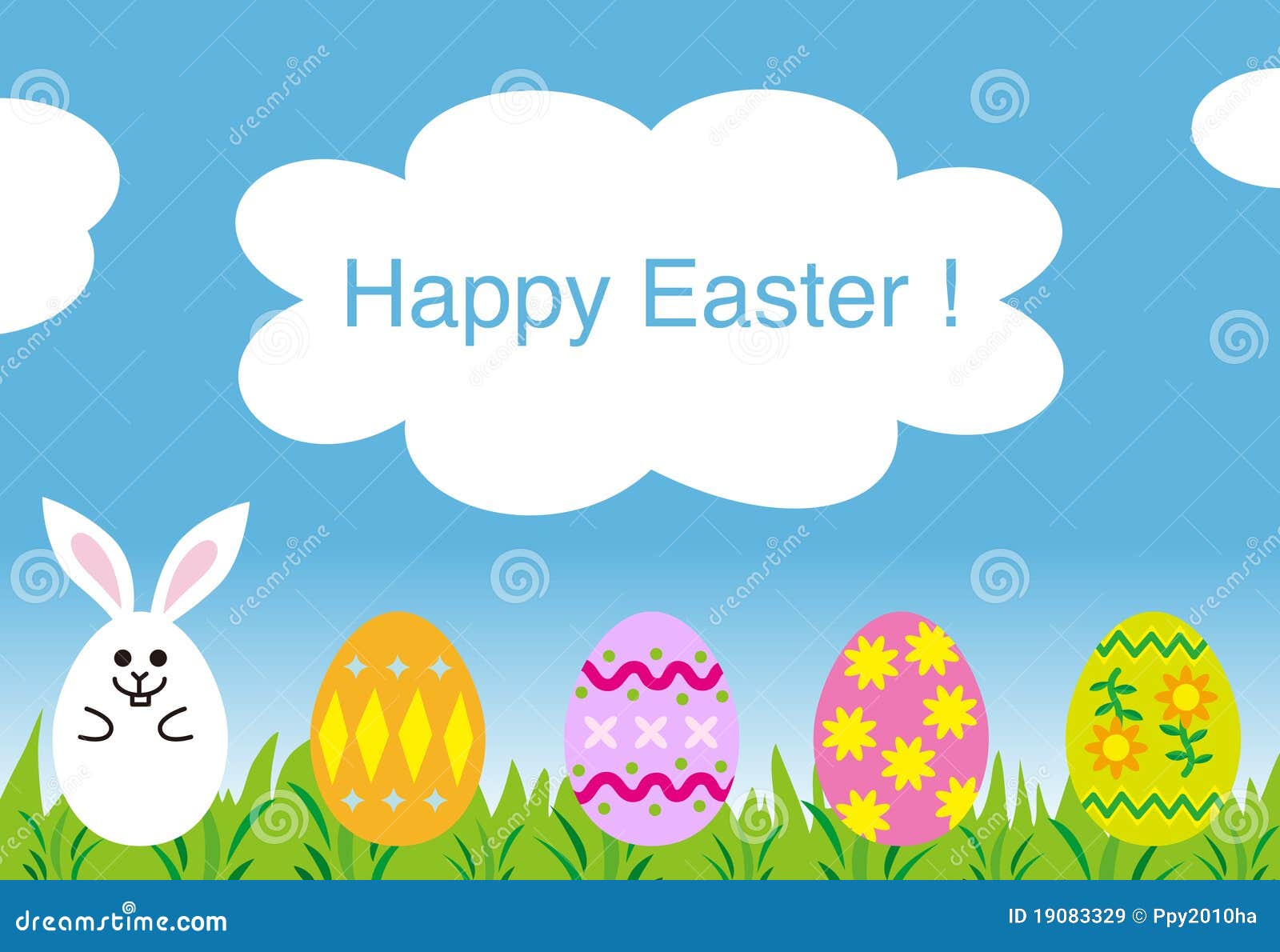 Happy Easter Greeting Card , Easter Bunny Eggs Stock Illustration ...