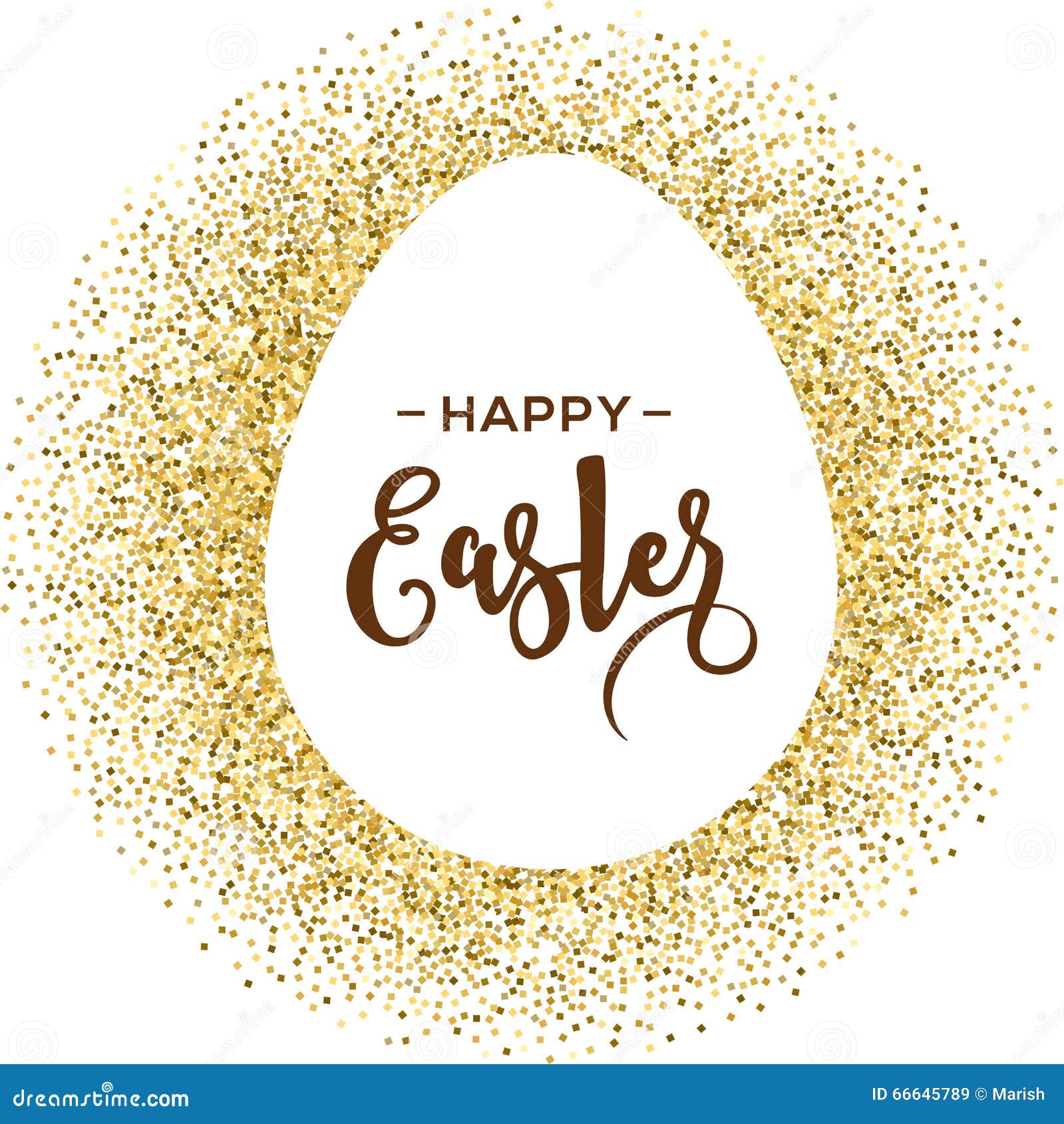 Happy Easter Greeting Card with Gold Egg Stock Vector - Illustration of ...