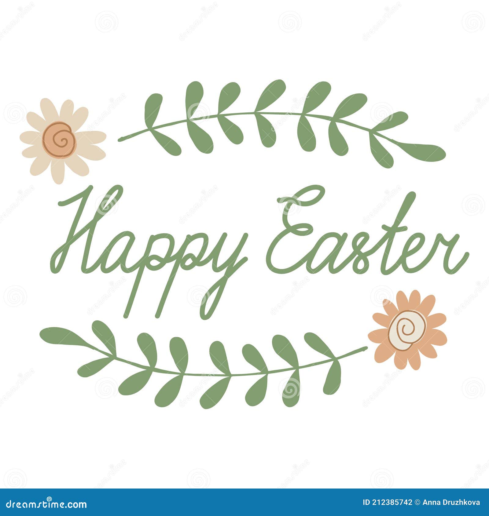 Happy Easter Greeting Card With Hand Drawn Lettering Stock Vector