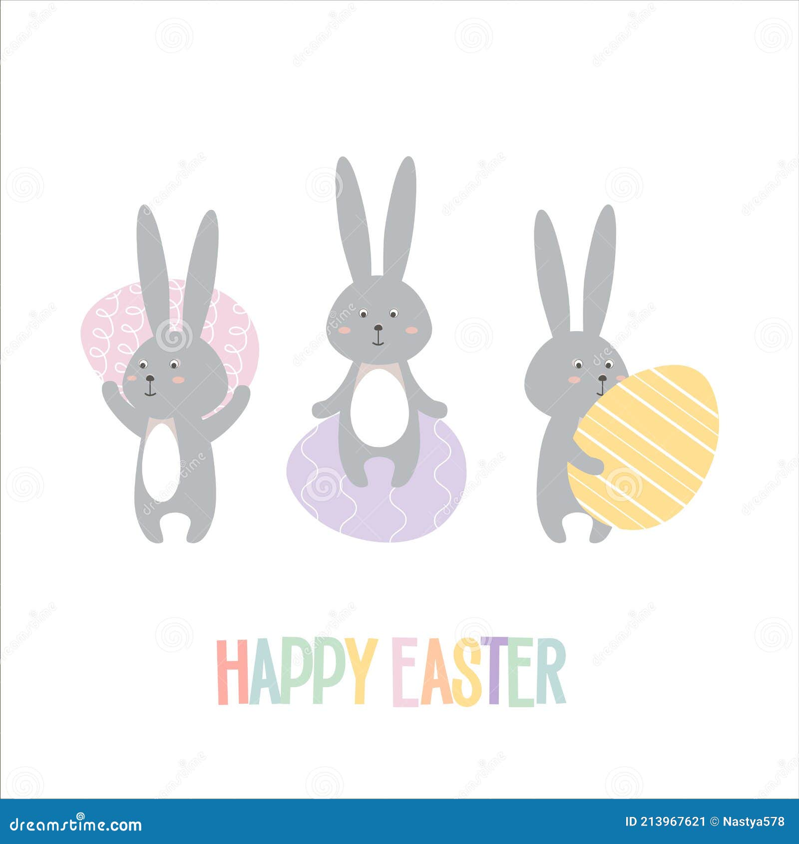 Happy Easter Greeting Card, Illustration Vector, Drawing Vector, Print ...