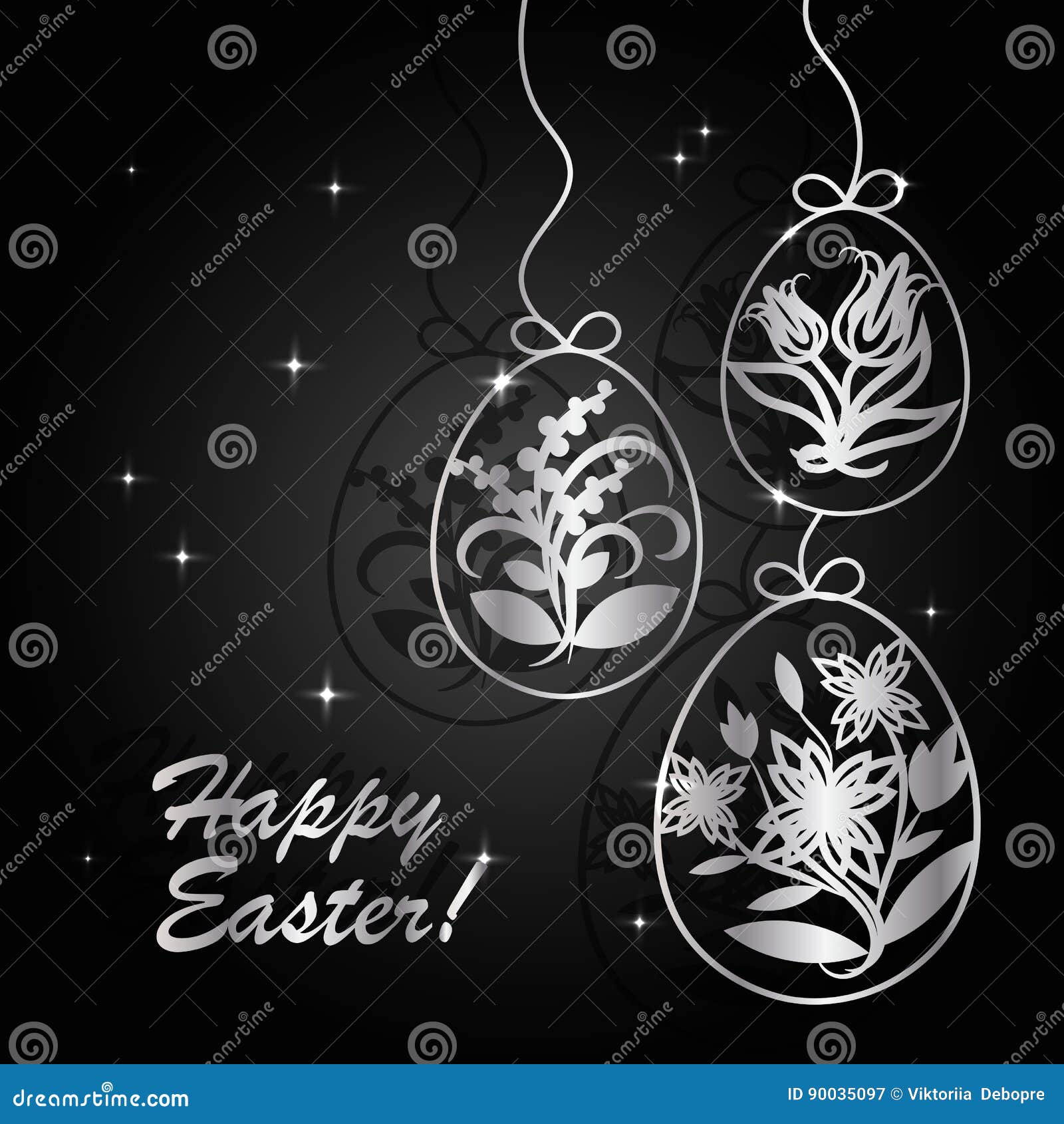 Happy Easter Greeting Card. Stock Illustration - Illustration of dark ...