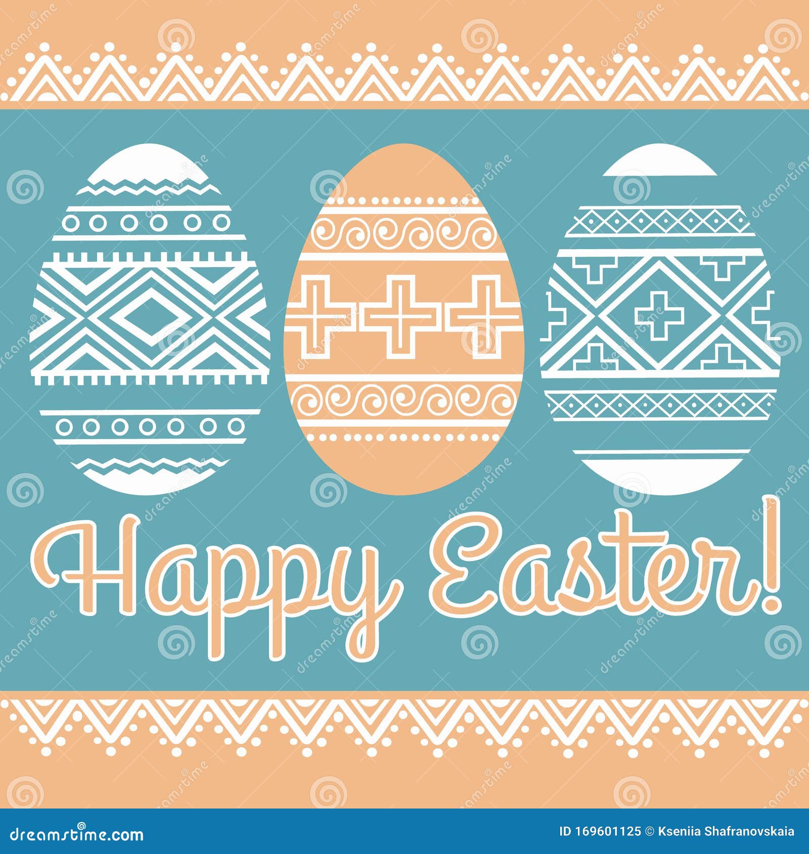 Happy Easter Greeting Card Template With Easter Egg Stock Vector