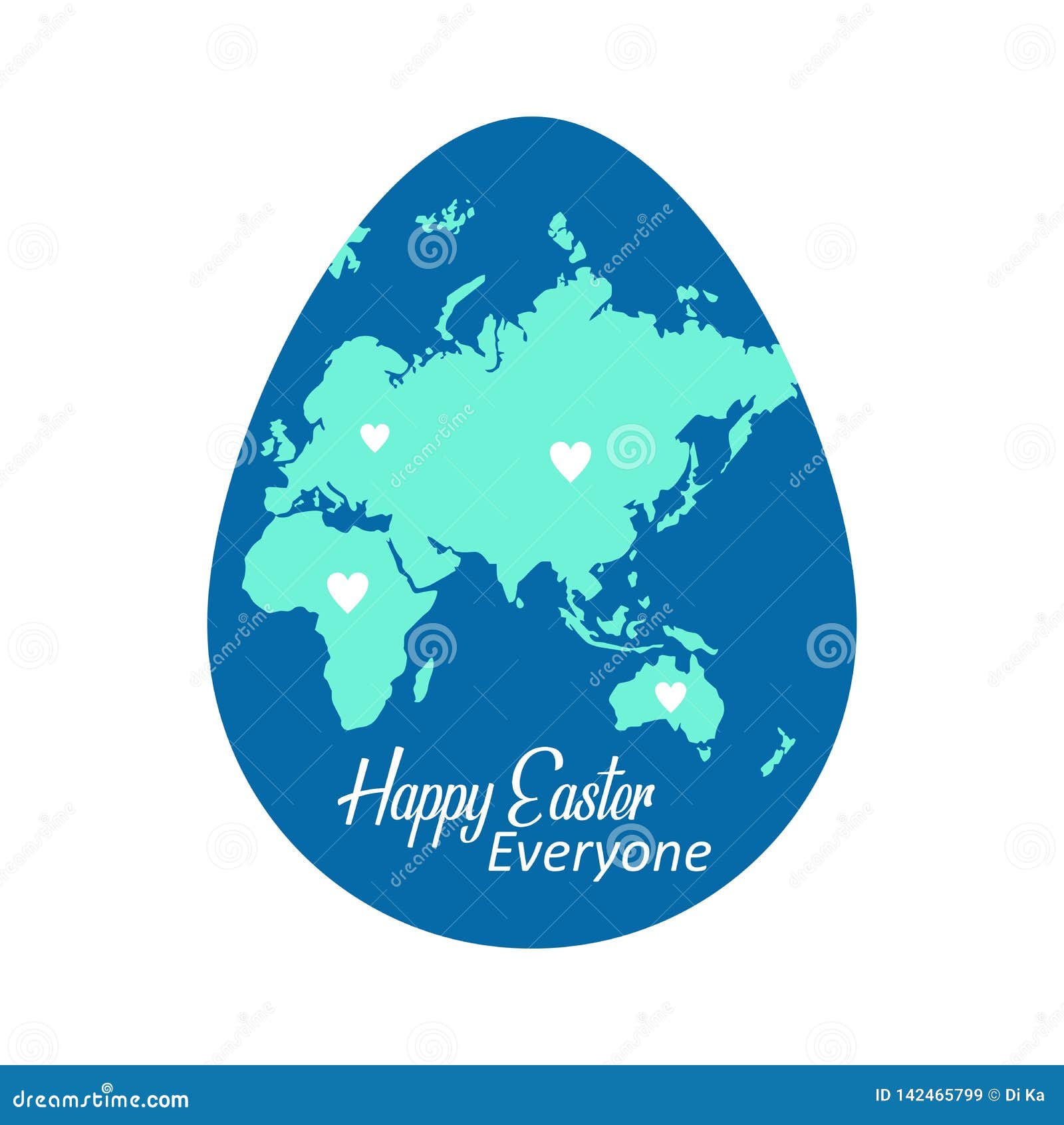 Happy Easter Greeting Design in Egg Sign with World Map Background ...