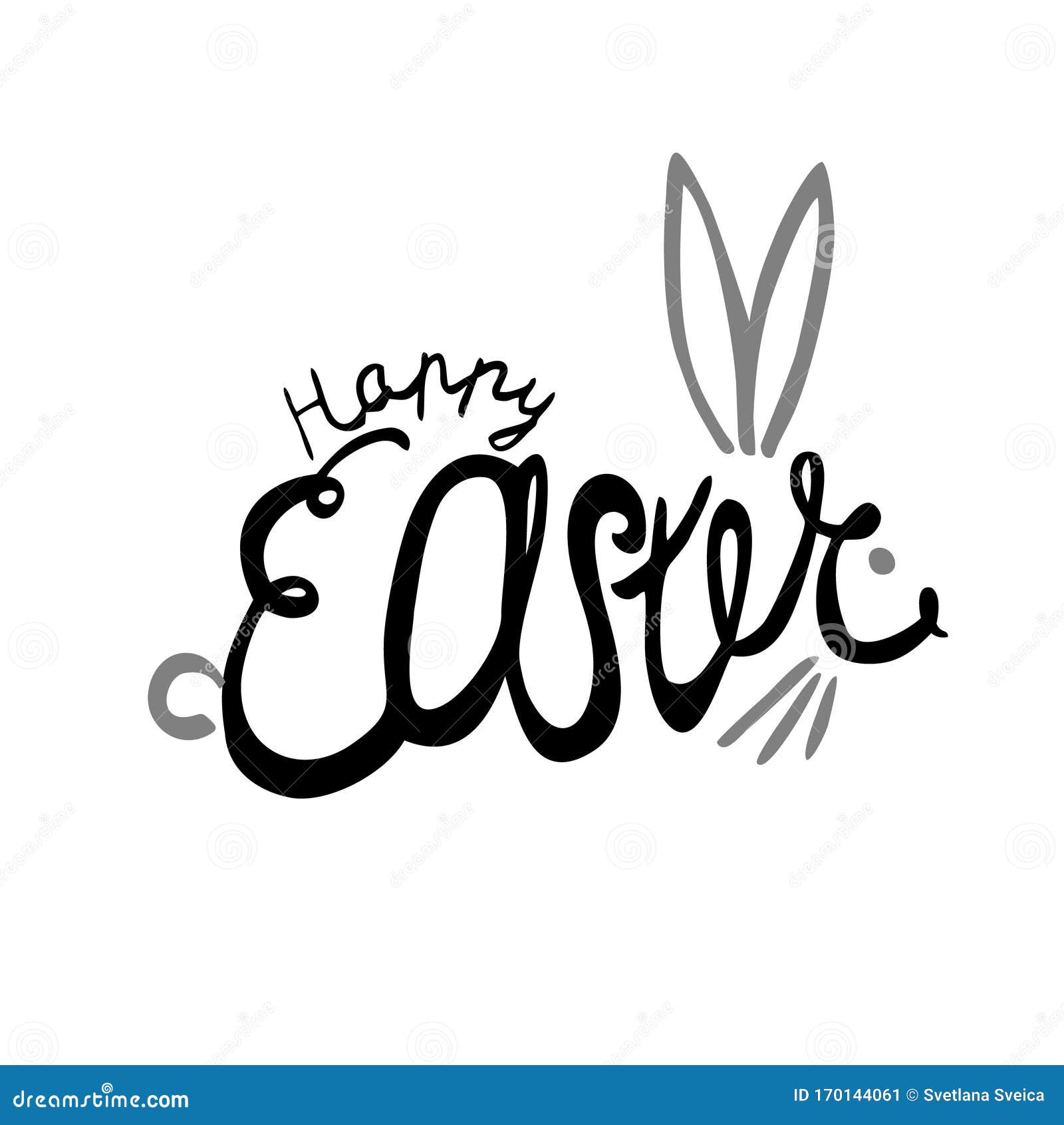 Happy Easter Hand Drawn Calligraphy And Brush Pen Lettering In The Form