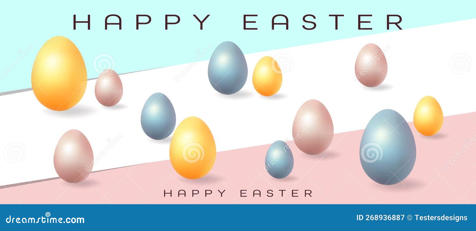 Happy Easter Hand Lettering with Realistic Looking Ester Eggs. Vector ...