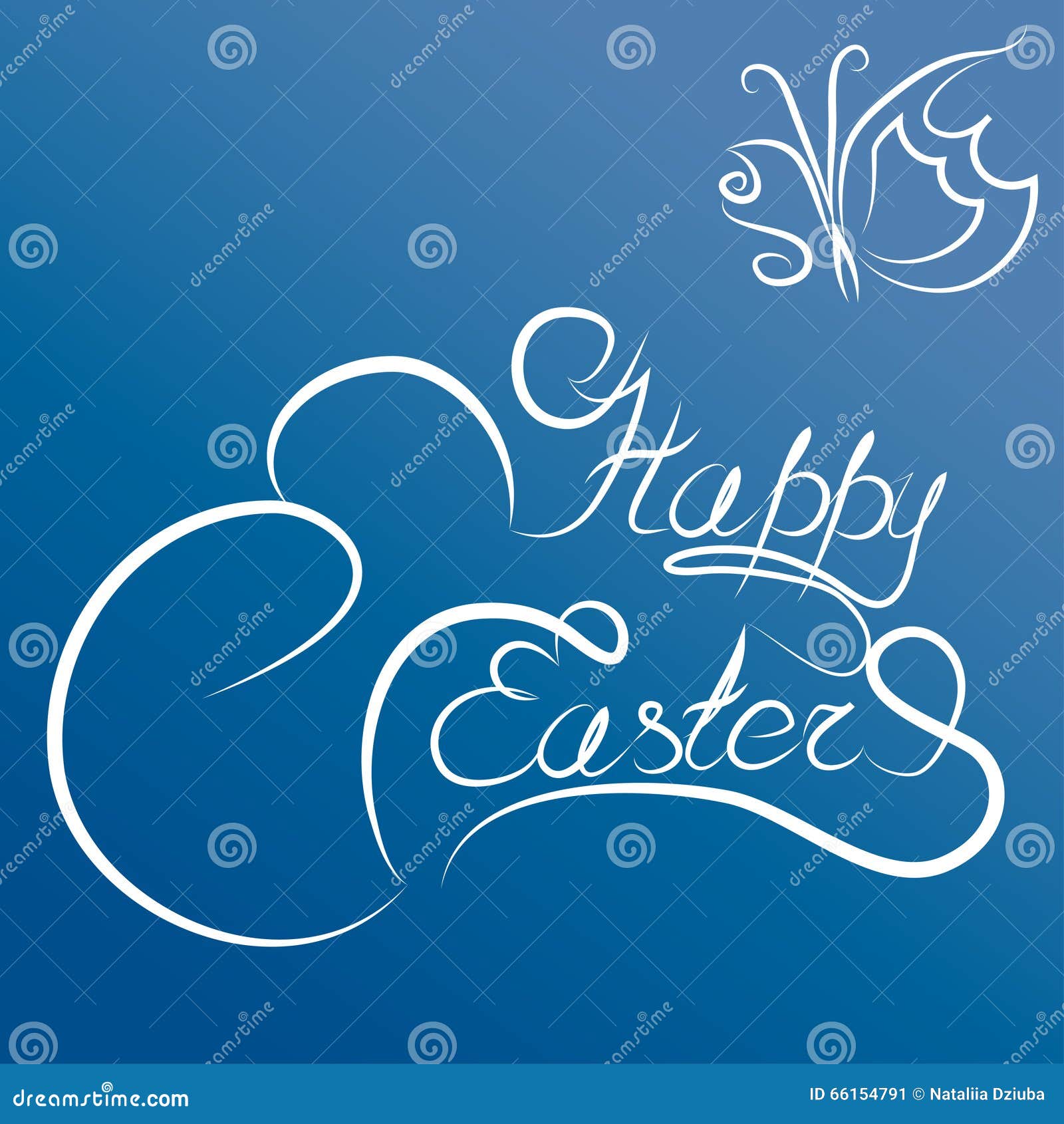 Happy Easter Handwriting Text and Butterfly Stock Illustration ...