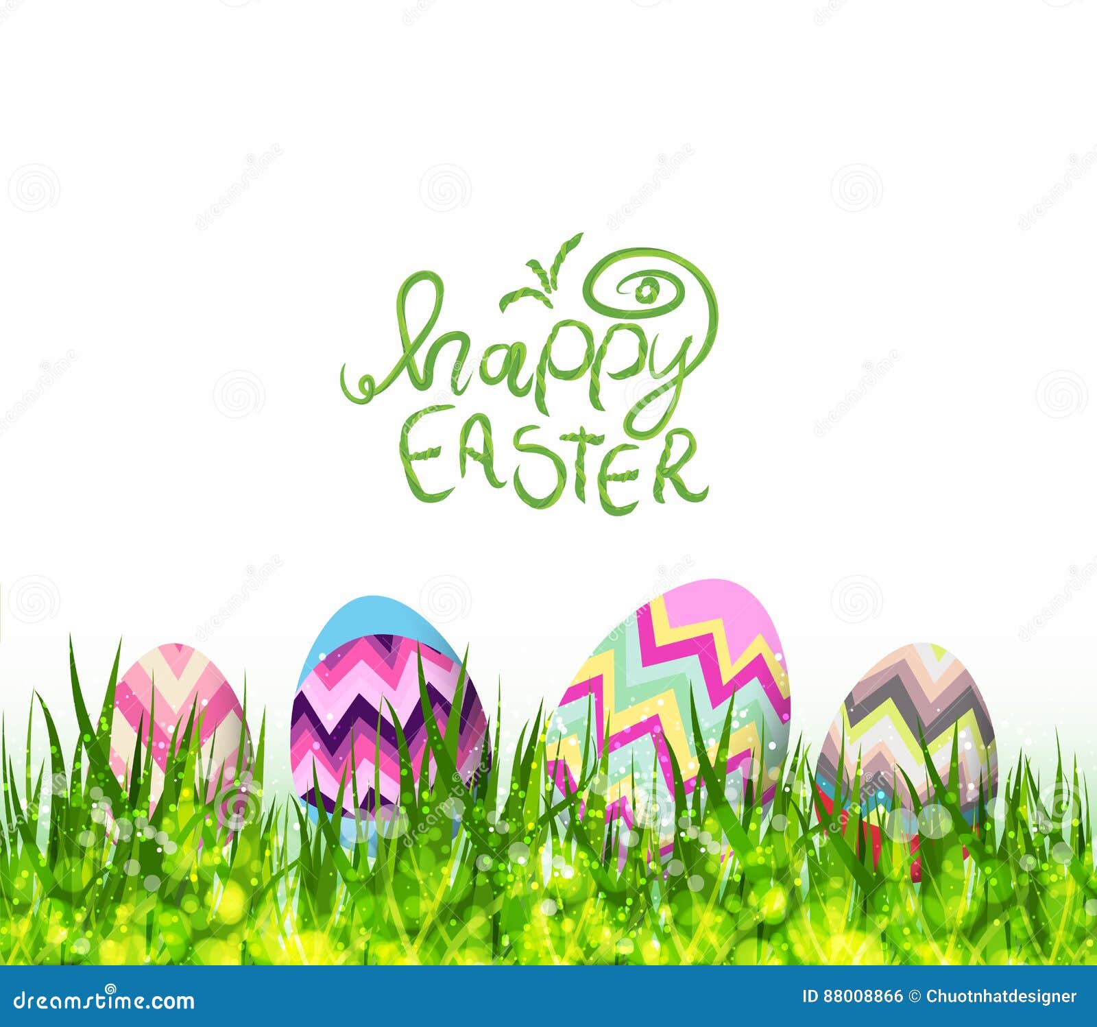 Happy Easter. Hello Spring Background with Grass Stock Illustration ...