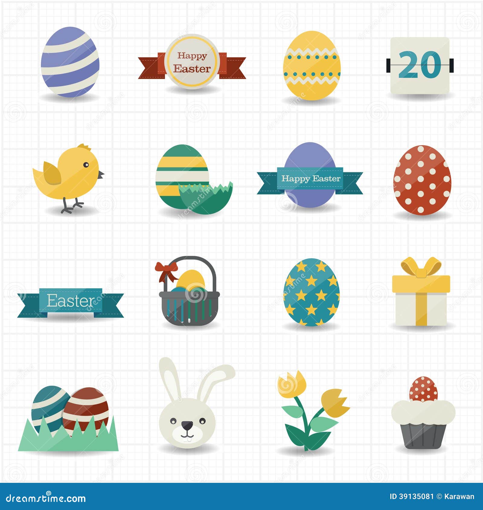 Happy easter icons stock vector. Illustration of animal - 39135081