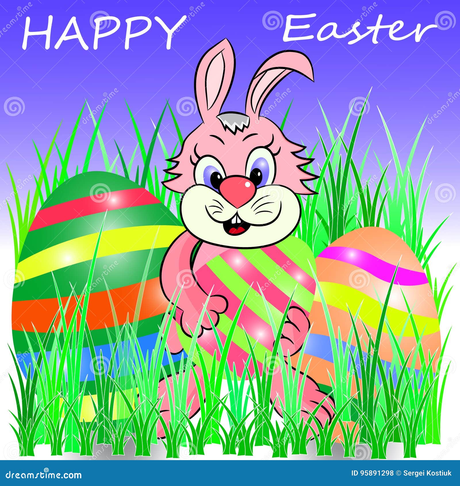 Happy easter stock vector. Illustration of character - 95891298