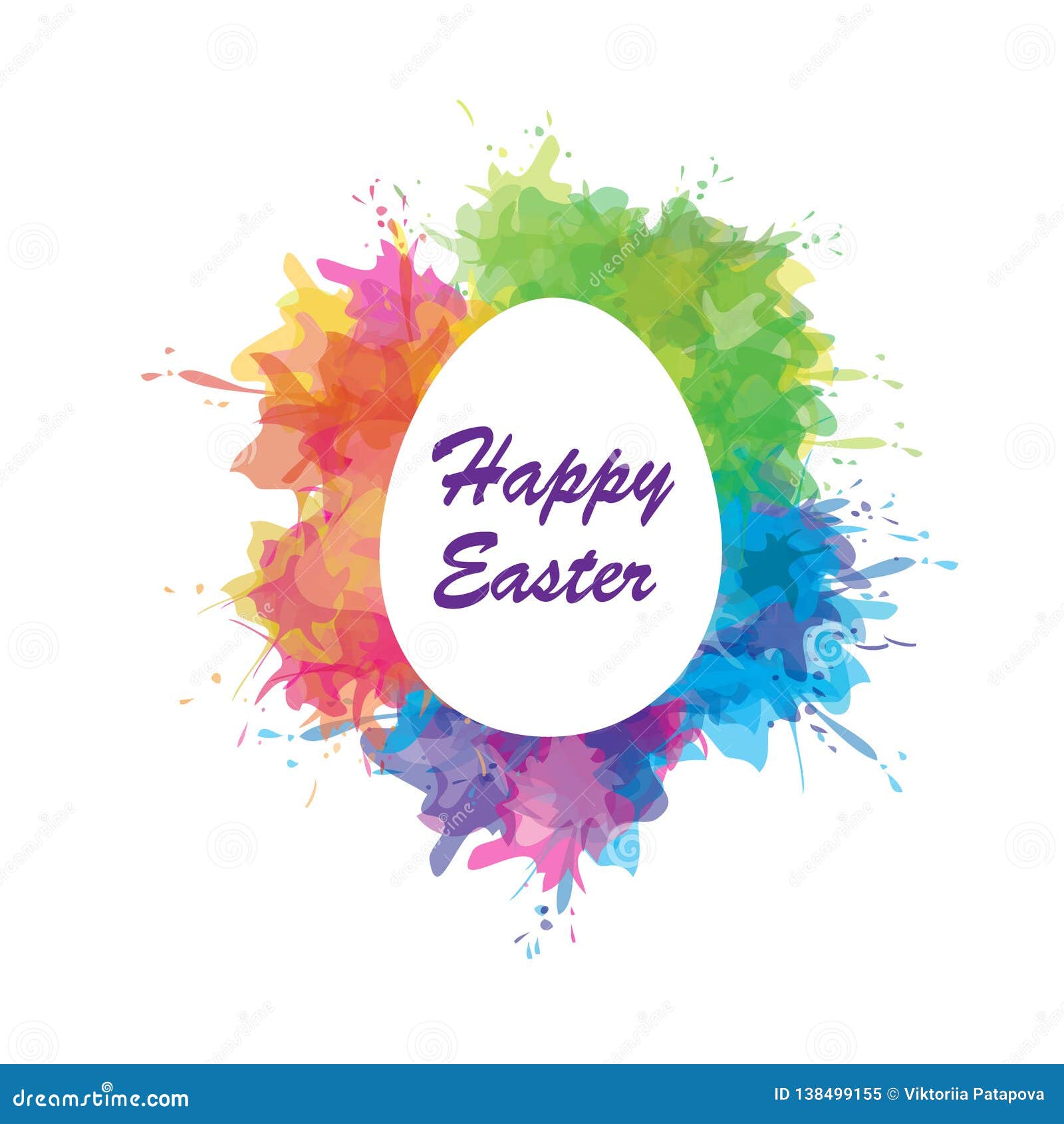 Happy Easter. Illustration with Easter Egg and Paint Colorful Splash ...