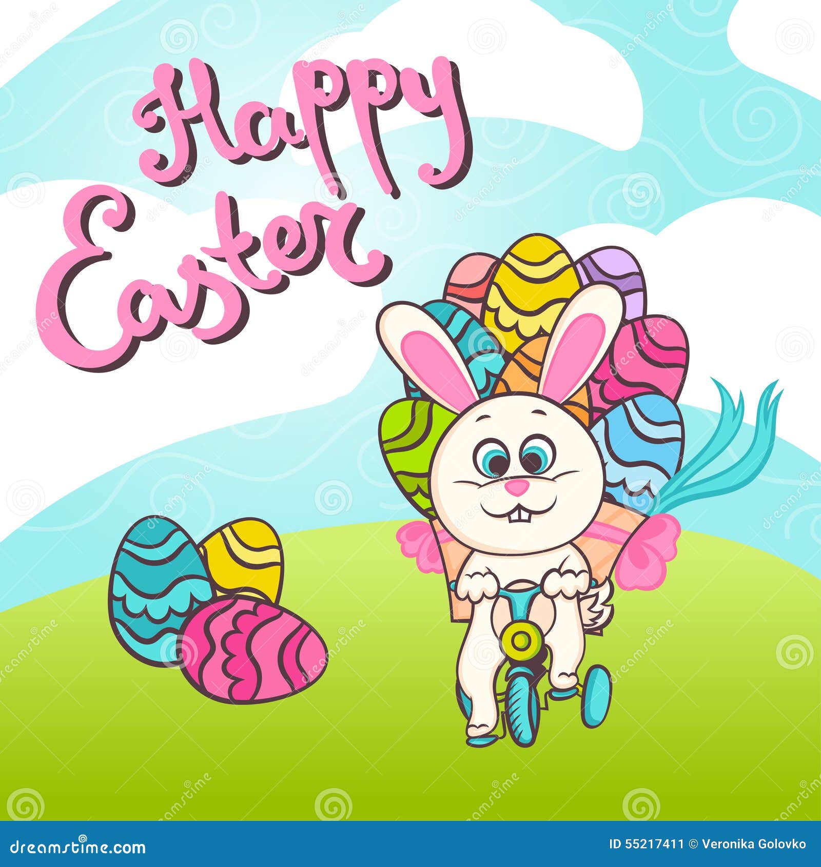 Happy easter illustration stock vector. Illustration of grass - 55217411