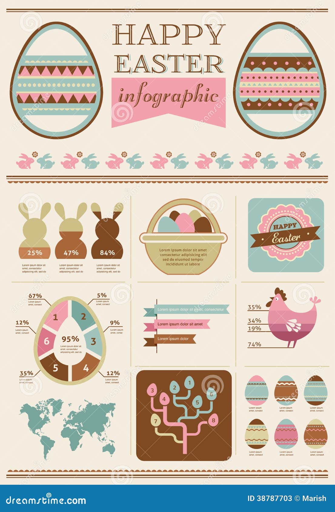 Happy Easter - Infographic and Elements Stock Vector - Illustration of ...