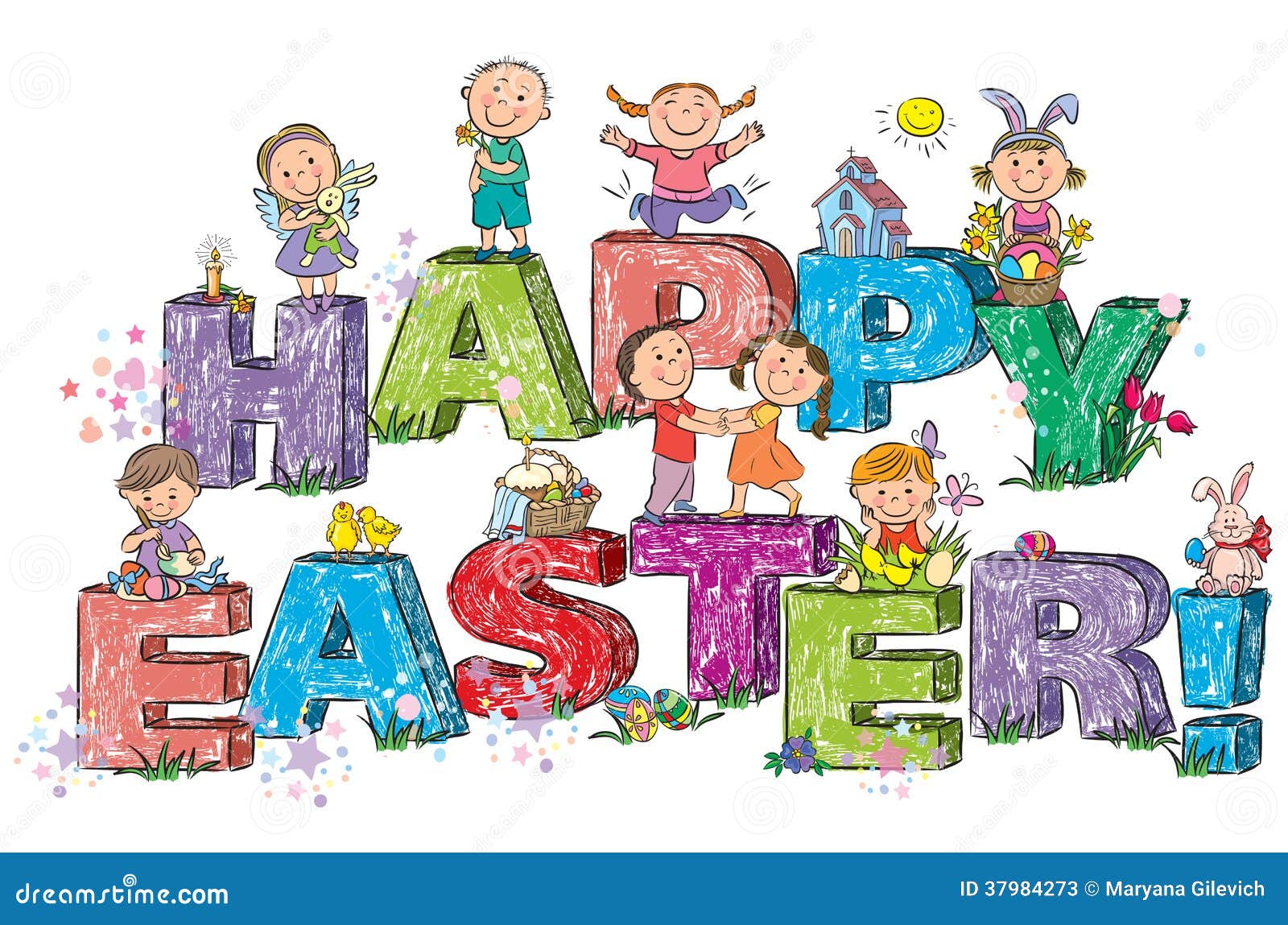Church Easter Kids Stock Illustrations – 258 Church Easter Kids Stock ...
