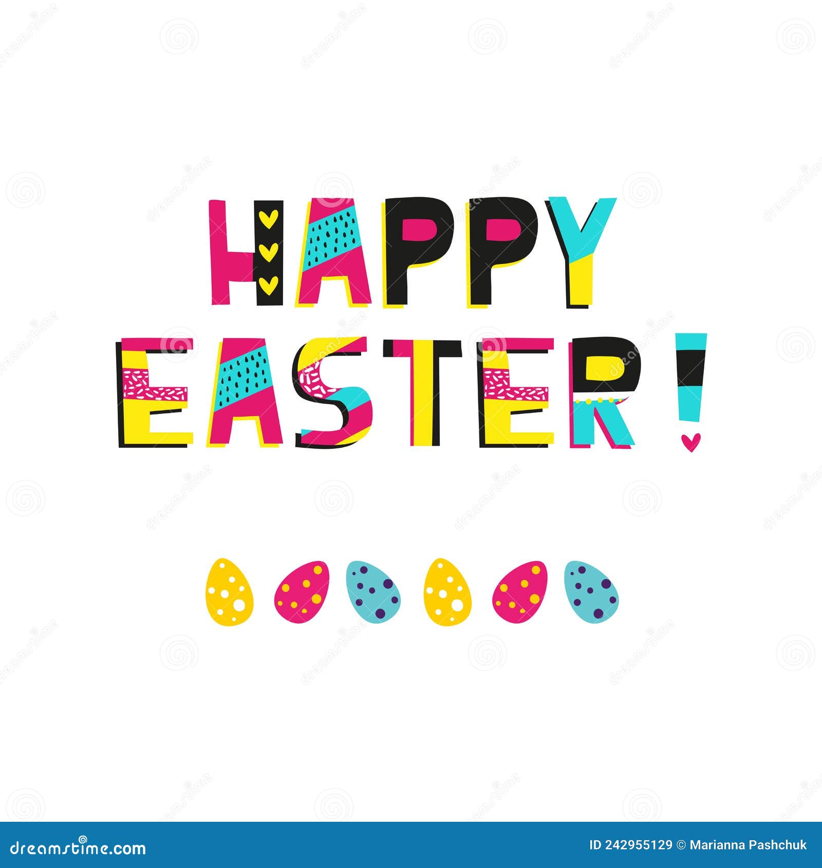 Happy Easter Lettering Design. Vector Illustration EPS 10 Stock Vector ...