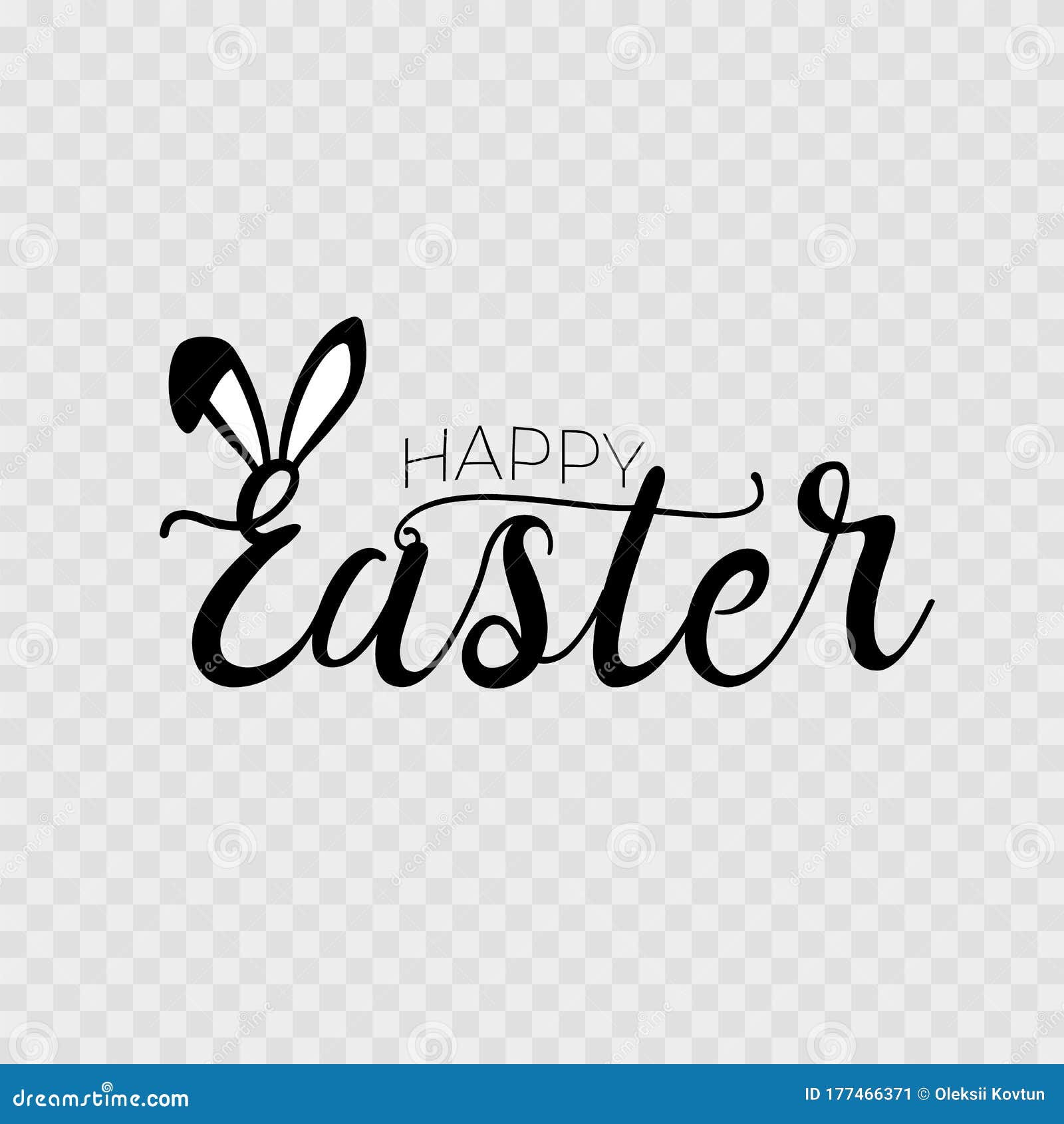 Happy Easter Lettering Logo Bunny Ears Isolated Stock Vector