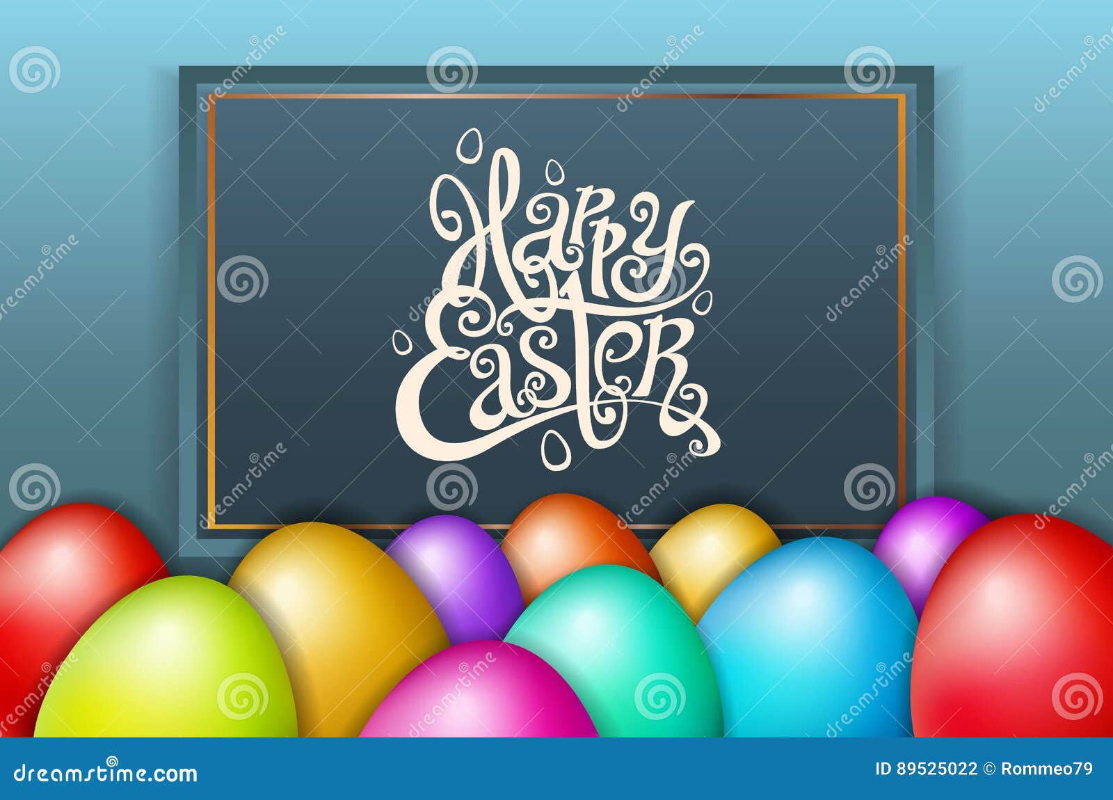 Happy Easter Lettering Modern Calligraphy Colorful Egg Vector Stock