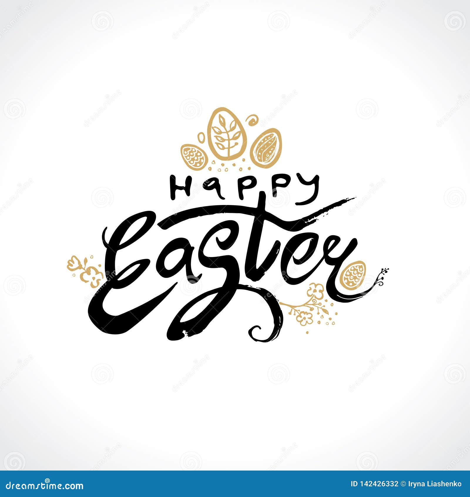 Happy Easter Logo. Doodle Sketch Hand Drawn Easter Eggs Stock ...