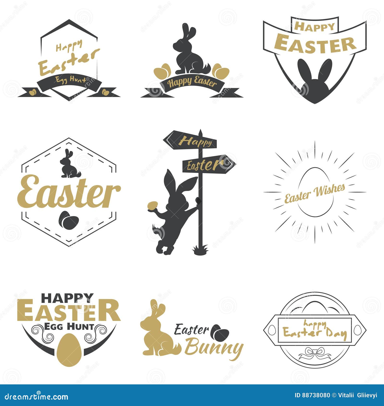 Happy Easter logo stock vector. Illustration of drawing - 88738080