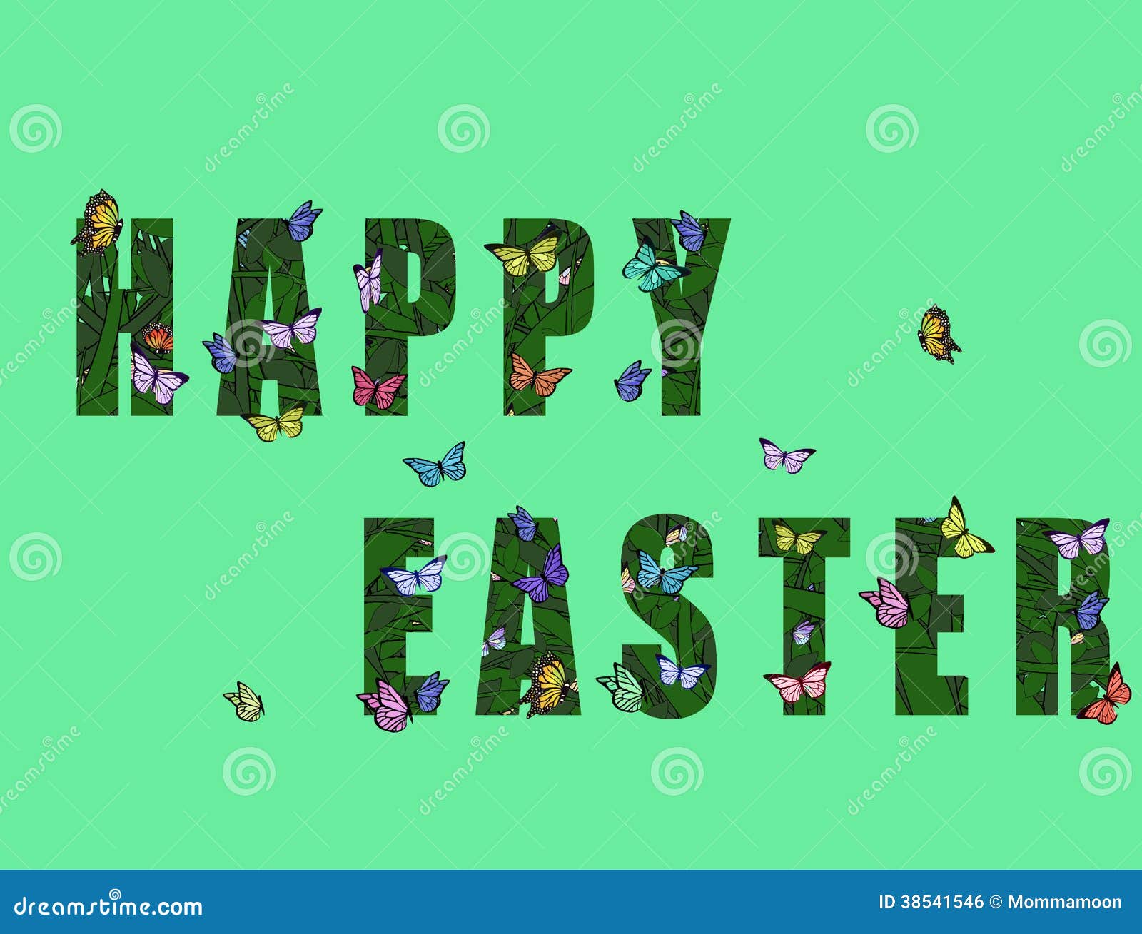 Happy Easter with Many Butterflies Stock Illustration - Illustration of ...
