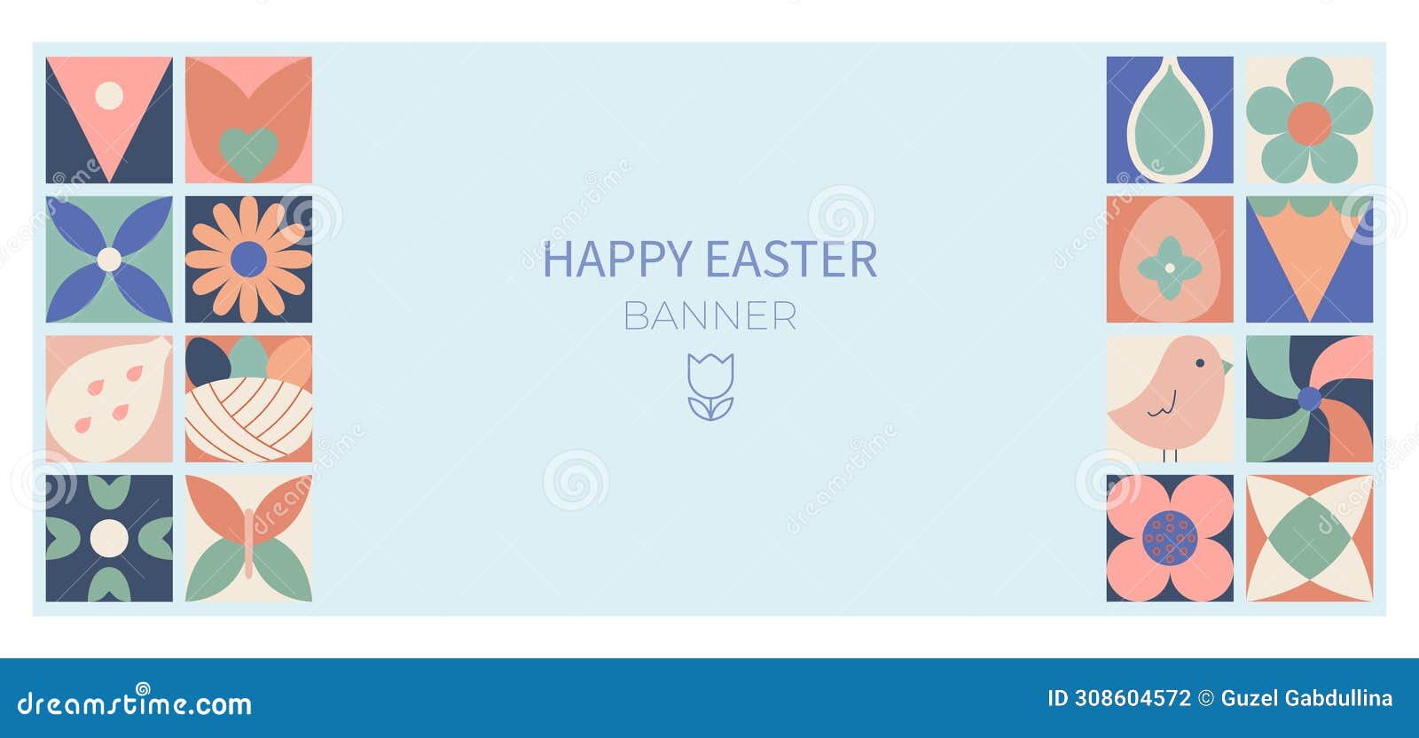 Happy Easter Modern Abstract Geometric Poster, Banner. Easter Template ...
