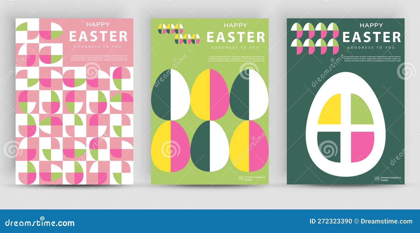 Happy Easter. Modern Geometric Abstract Style. a Set of Vector Easter Illustrations. Easter Eggs ...