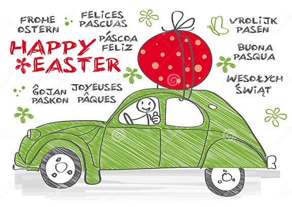 Happy Easter multilingual stock illustration. Illustration of round - 50101358