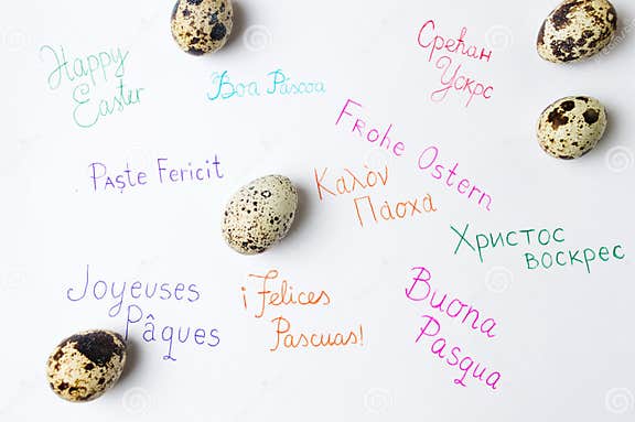 Happy Easter Note Written in Different Languages Stock Image - Image of ...