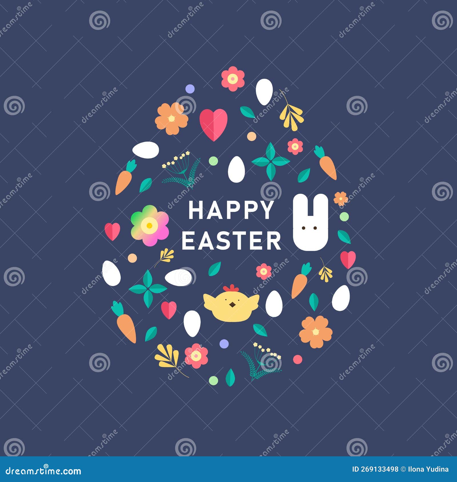 Happy Easter Ornament in the Form of an Egg, Spring Symbols, Eggs ...