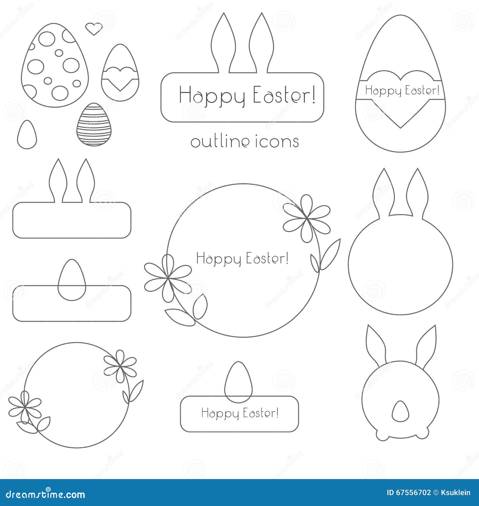 Happy Easter Outline Icons Stock Illustrations – 586 Happy Easter ...