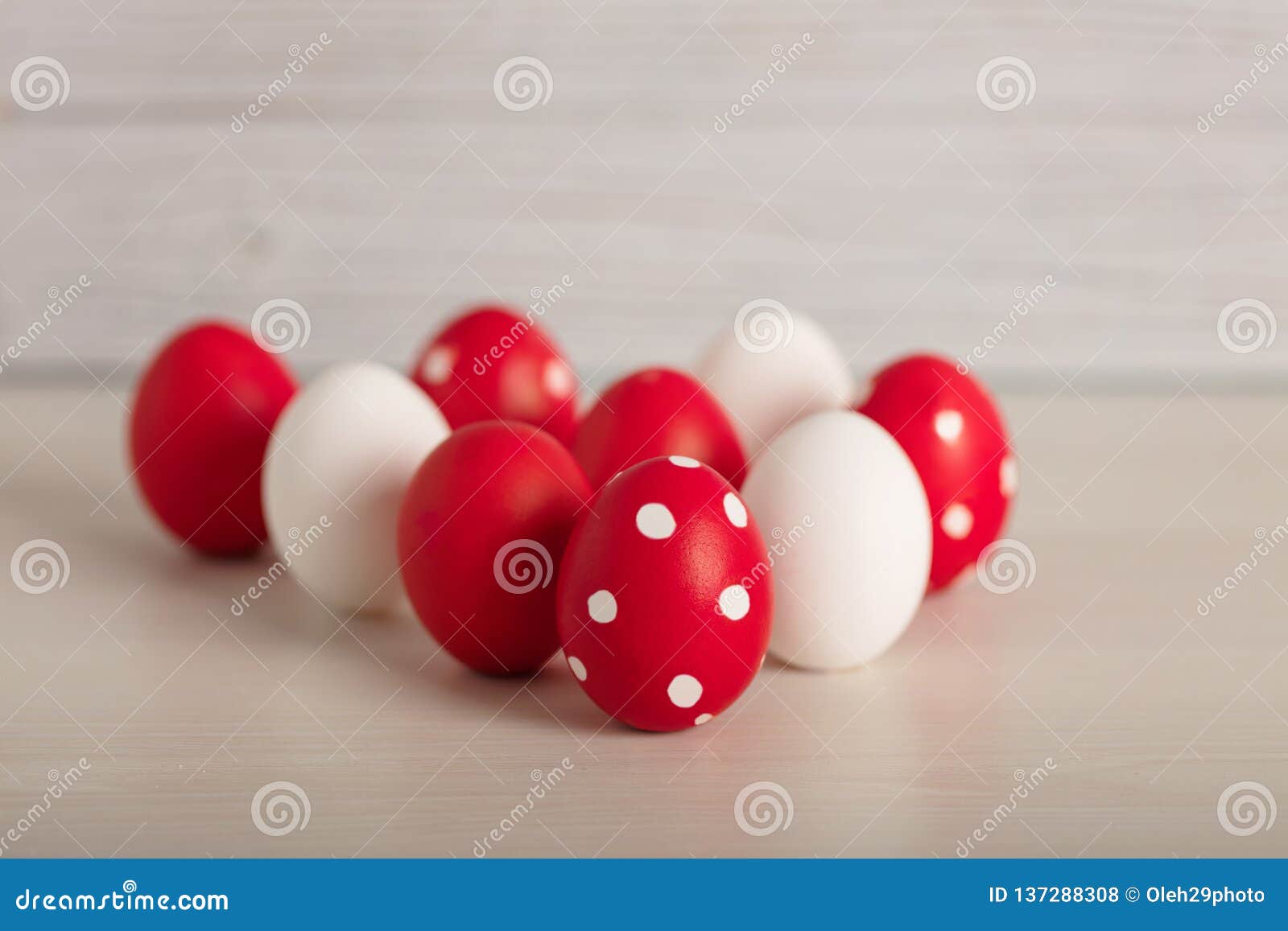 Happy Easter! Painted Easter Eggs - Red, White and Red with White Polka ...