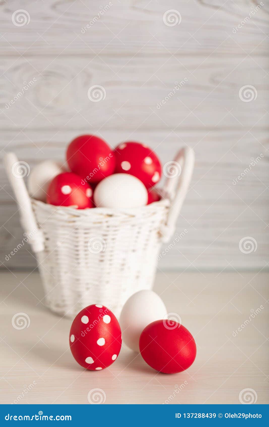 Happy Easter! Painted Easter Eggs - Red, White and Red with White Polka ...