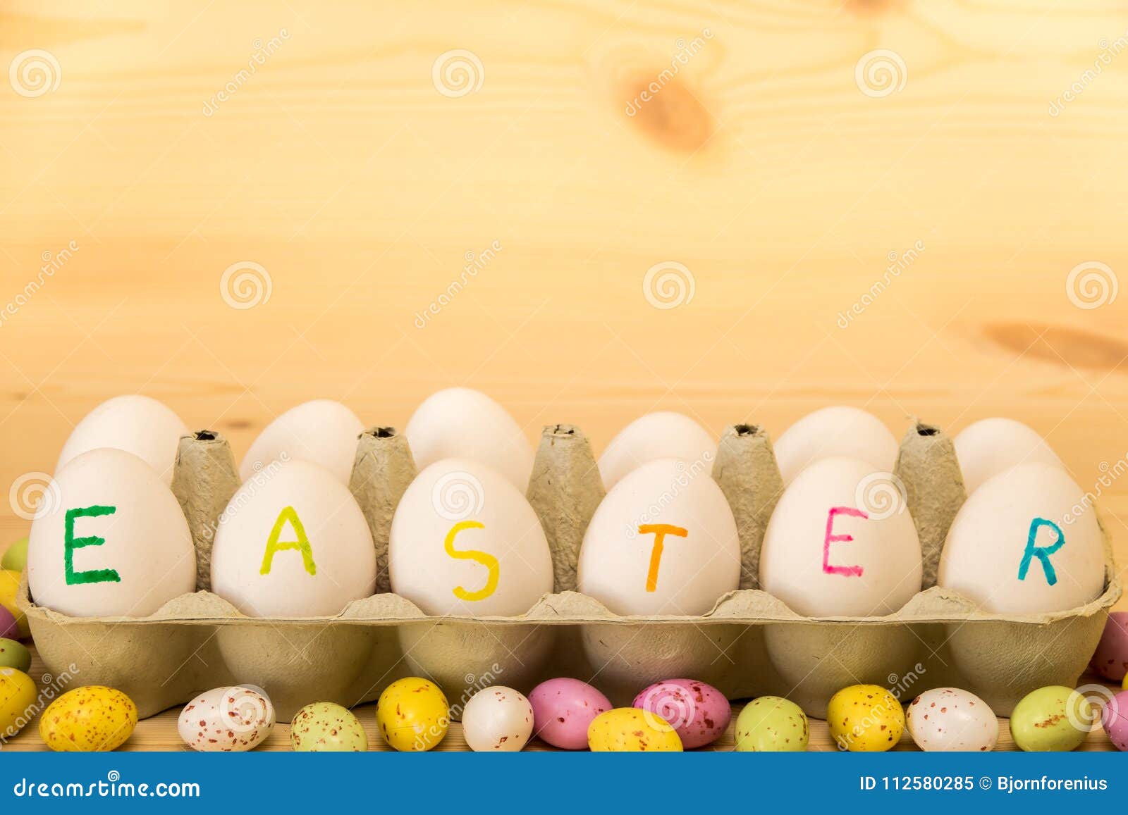 Happy Easter, Painted Eggs in a Box Stock Image - Image of holiday ...