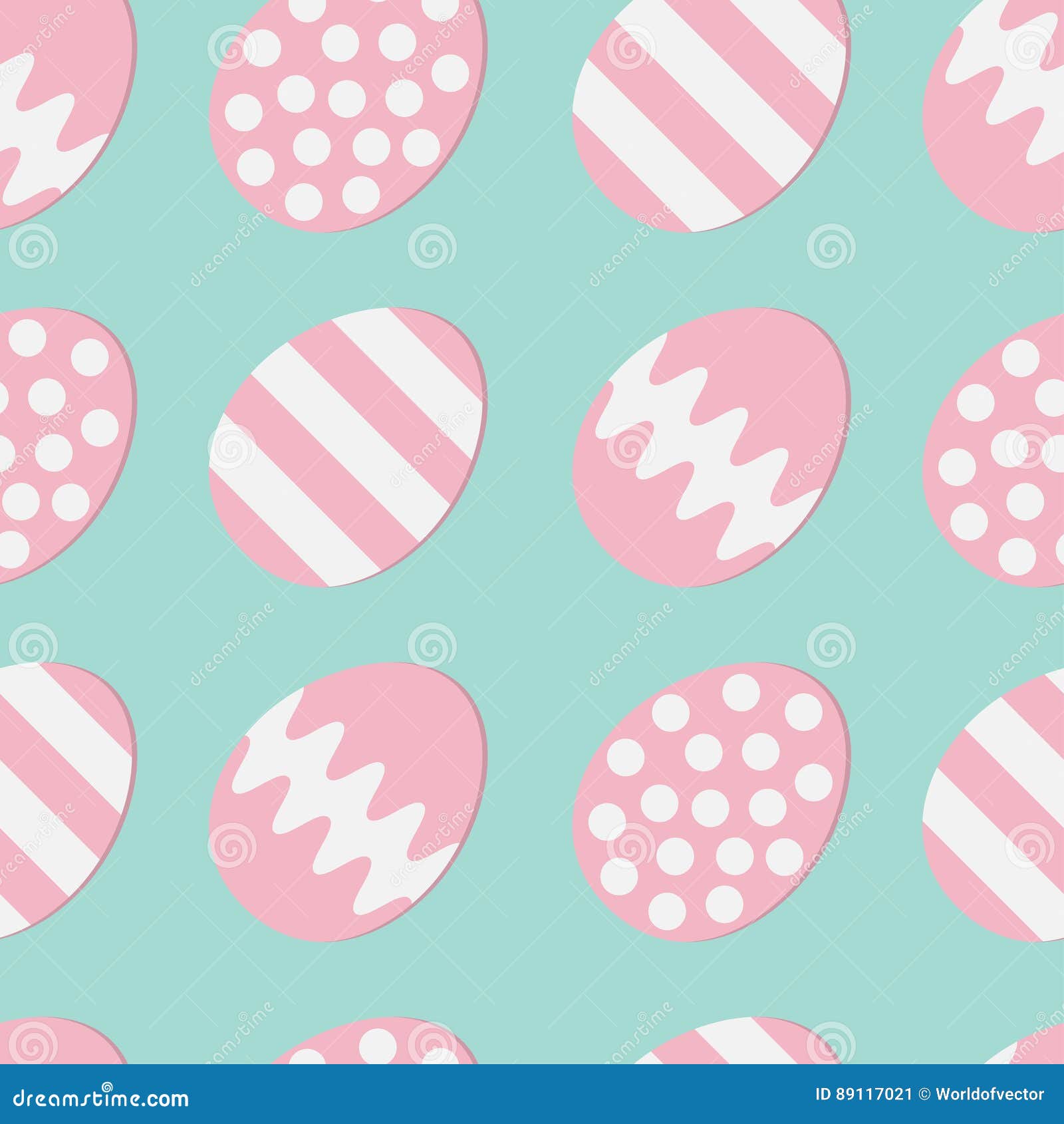 Happy Easter Painting Egg Shell. Pink Color with Dot, Stripe, Zigzag ...