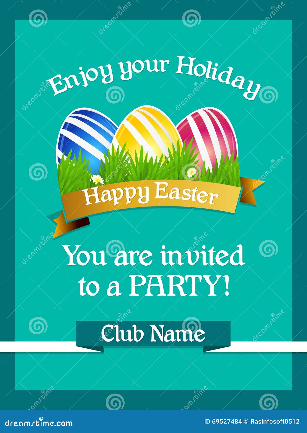 Happy Easter Party Invitation Stock Vector - Illustration of flower ...