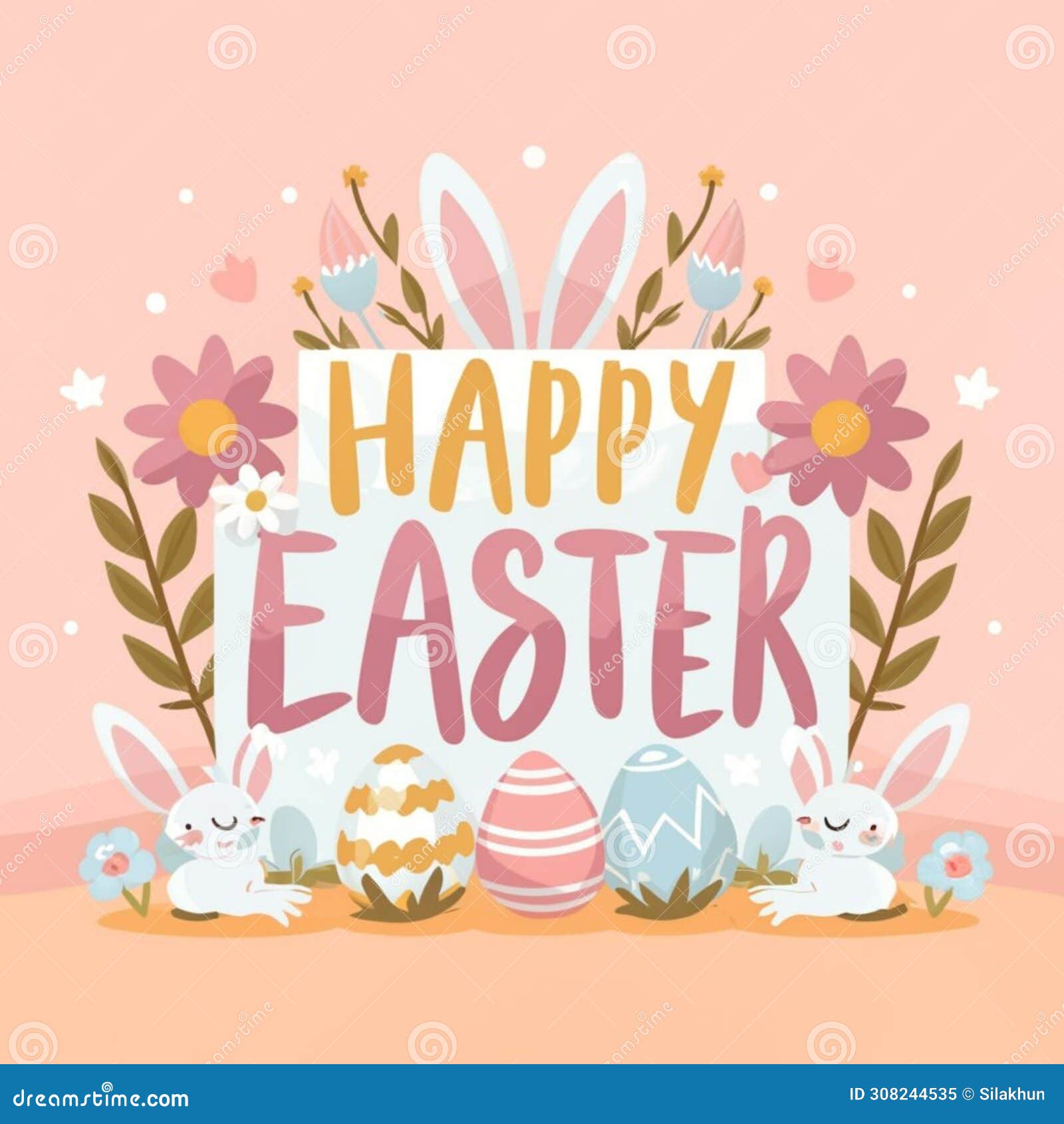 Happy Easter Pastel Pink Background Stock Image - Image of happy ...