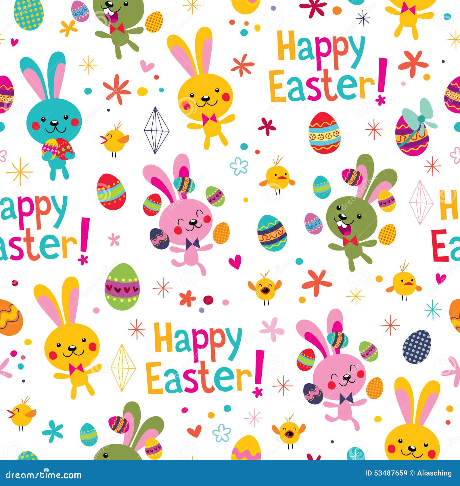 Happy Easter pattern stock vector. Illustration of colorful - 53487659