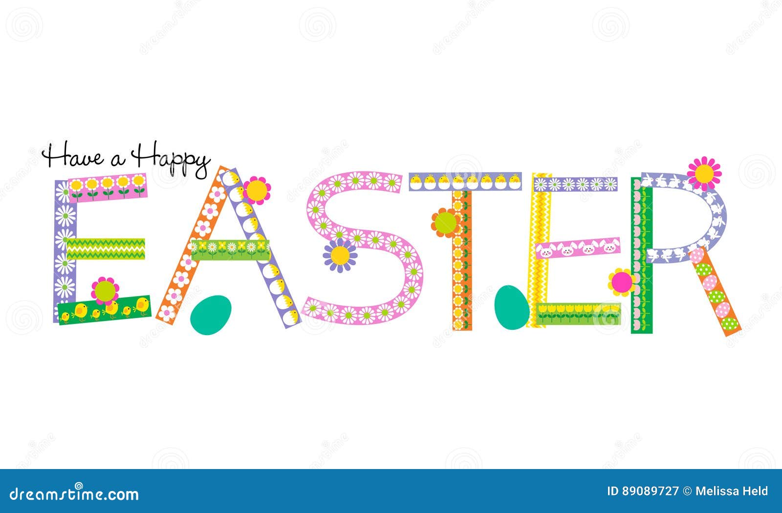 Happy Easter Patterned Type on White Stock Illustration - Illustration ...