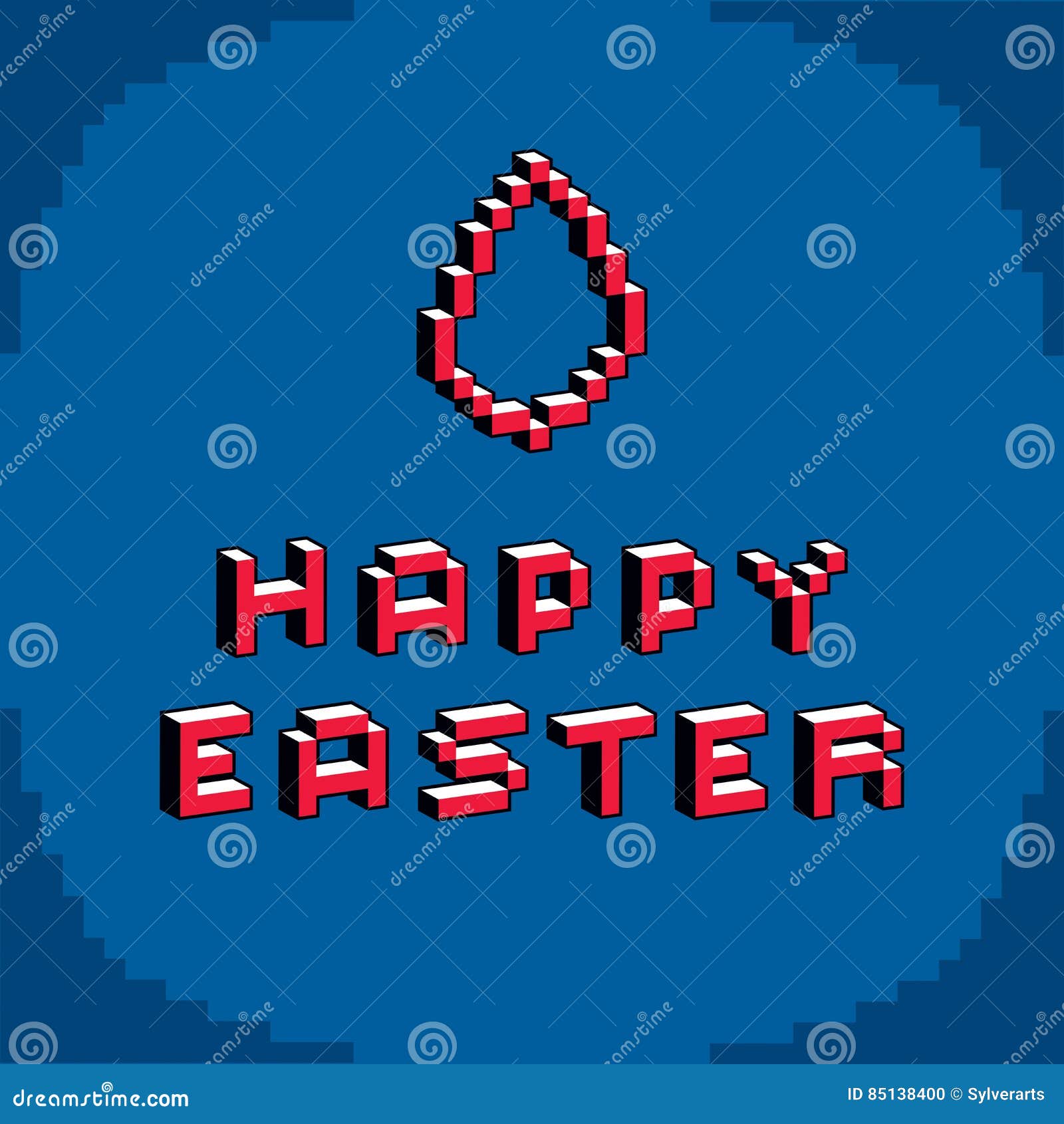 Happy Easter Phrase Created in Digital Technology Style, Vector Stock ...