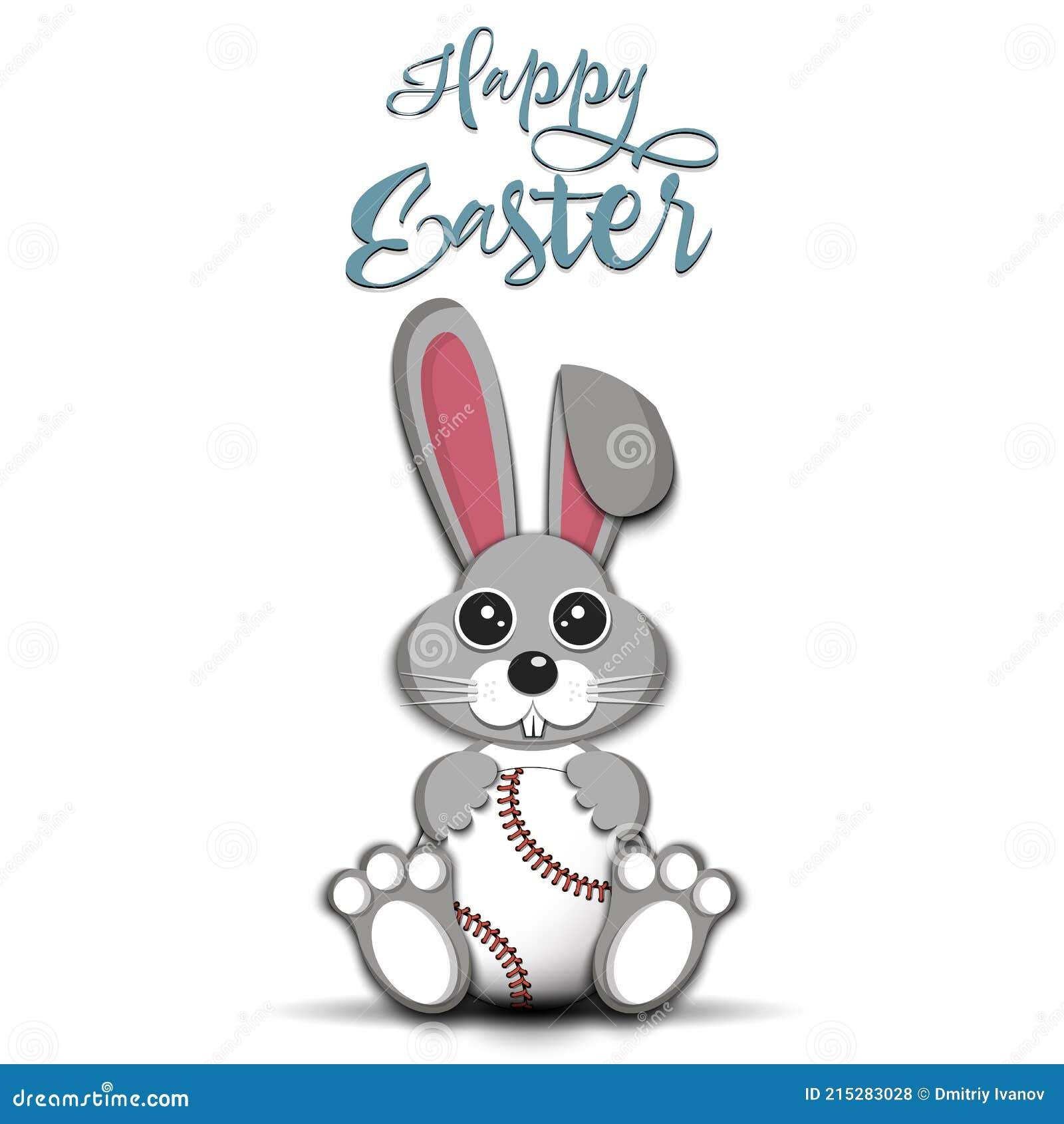 Happy Easter. Easter Rabbit with Baseball Ball Stock Vector ...
