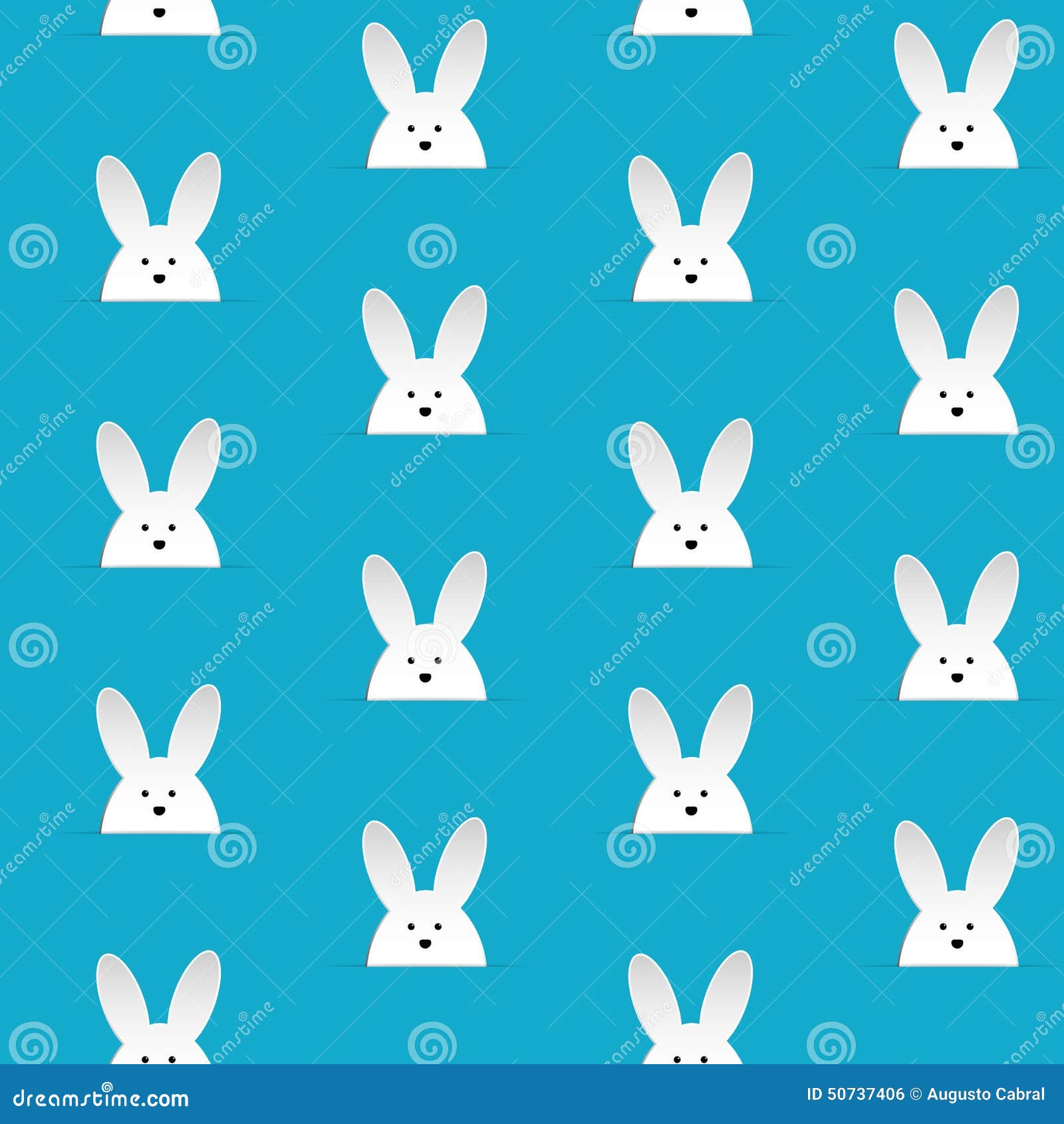 Happy Easter Rabbit Bunny Blue Seamless Background Stock Vector ...