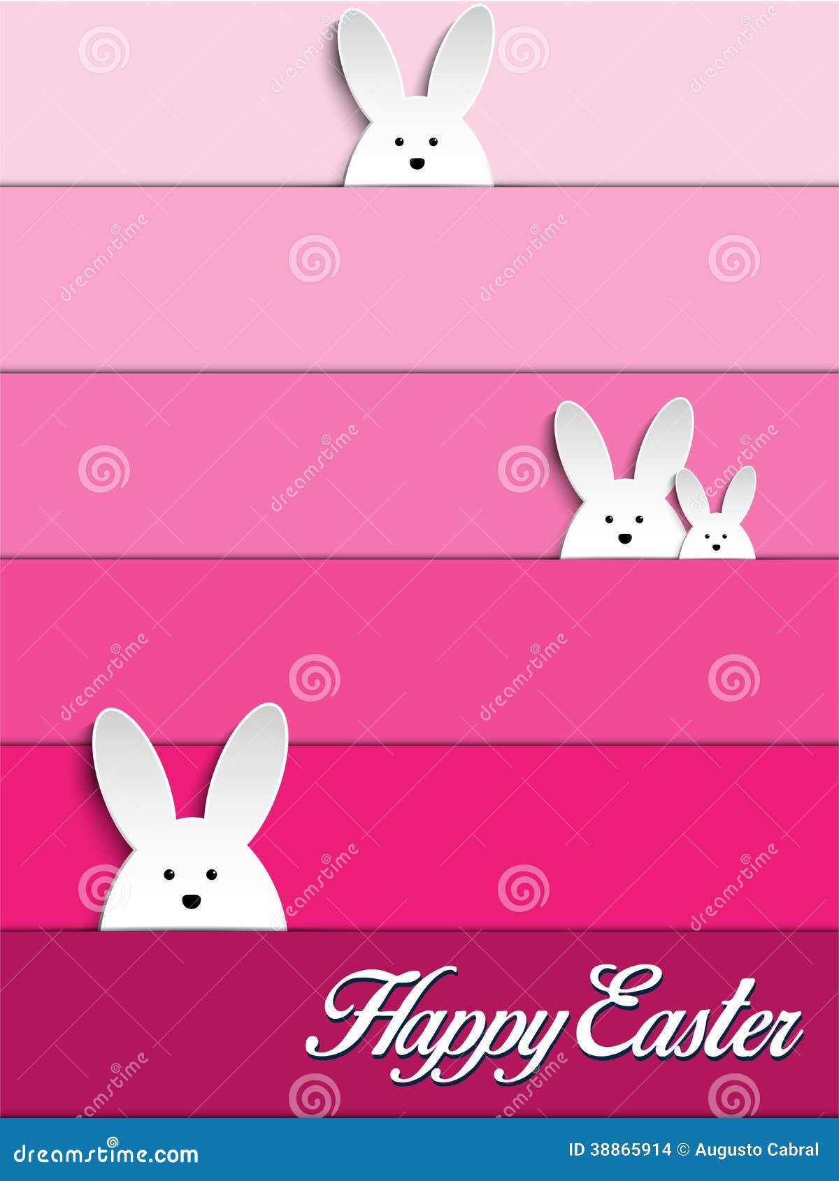 Happy Easter Rabbit Bunny on Pink Background Stock Illustration ...