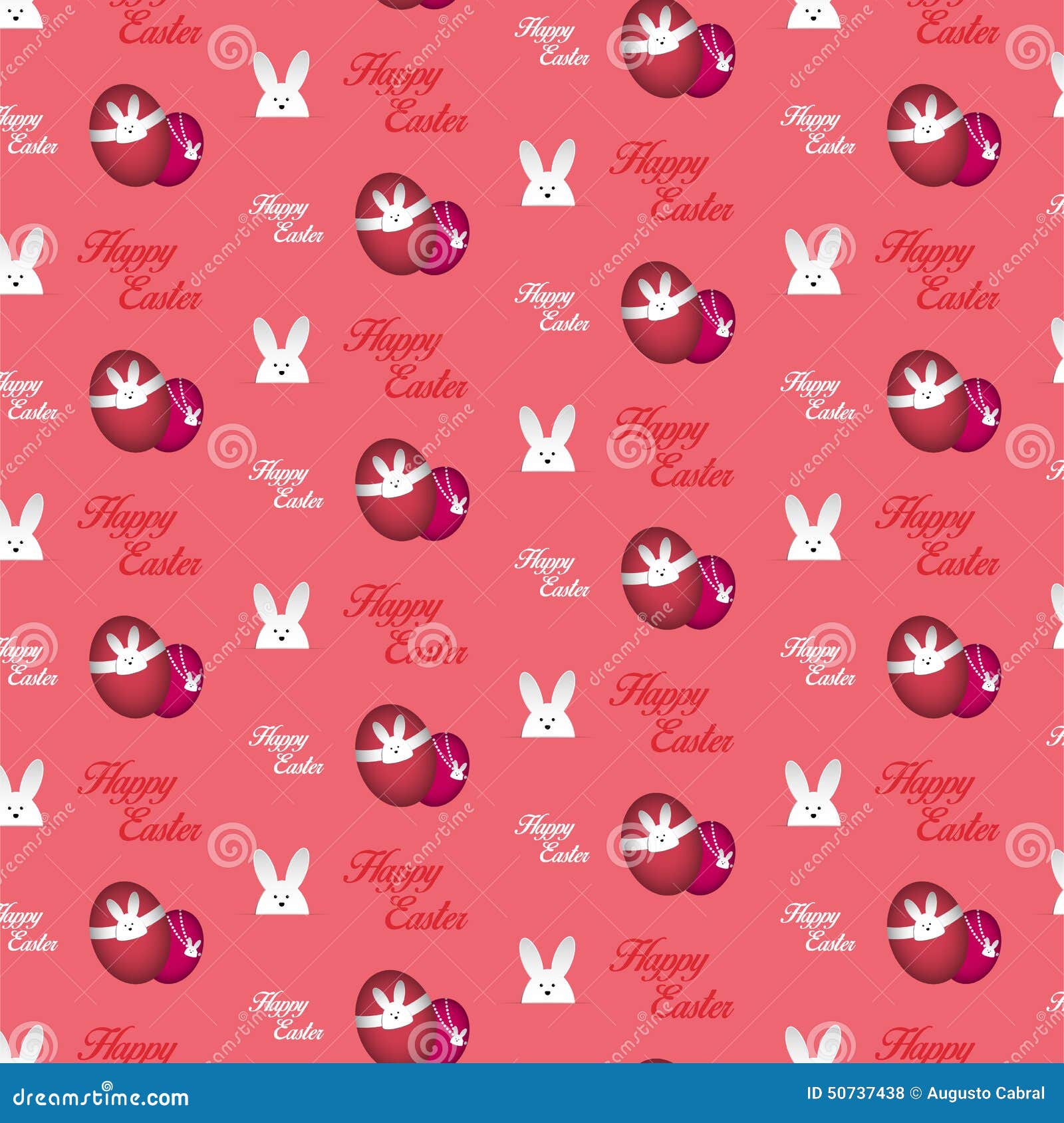 Happy Easter Rabbit Bunny Pink Seamless Background Stock Vector ...