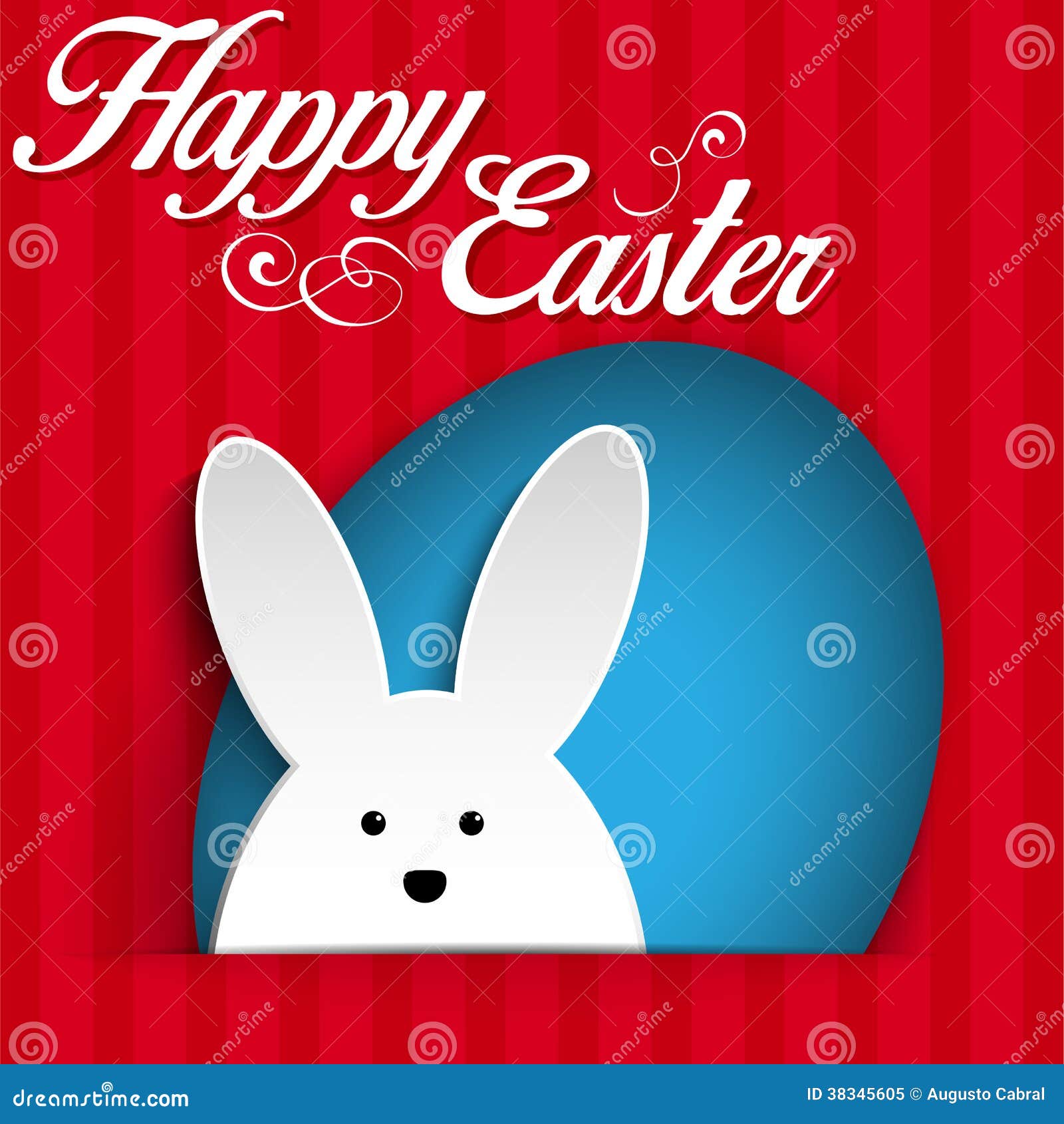 Happy Easter Rabbit Bunny on Red Background Stock Vector - Illustration ...