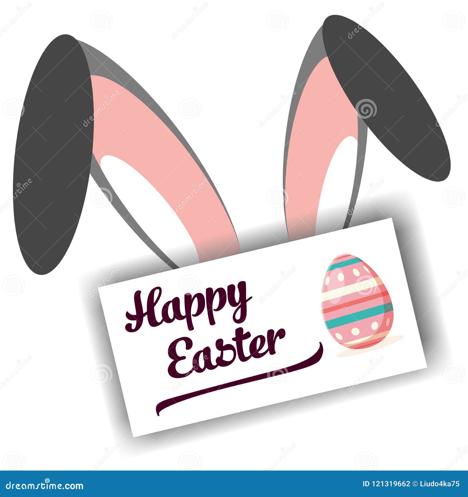 Happy Easter. Rabbit with a Card Stock Illustration - Illustration of ...