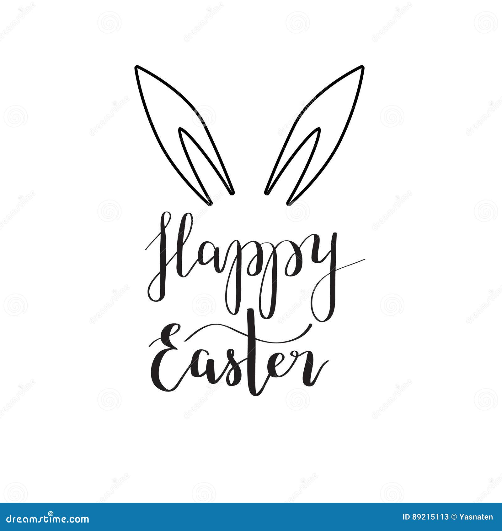 Happy Easter Rabbit Ear Calligraphy Stock Vector Illustration Of