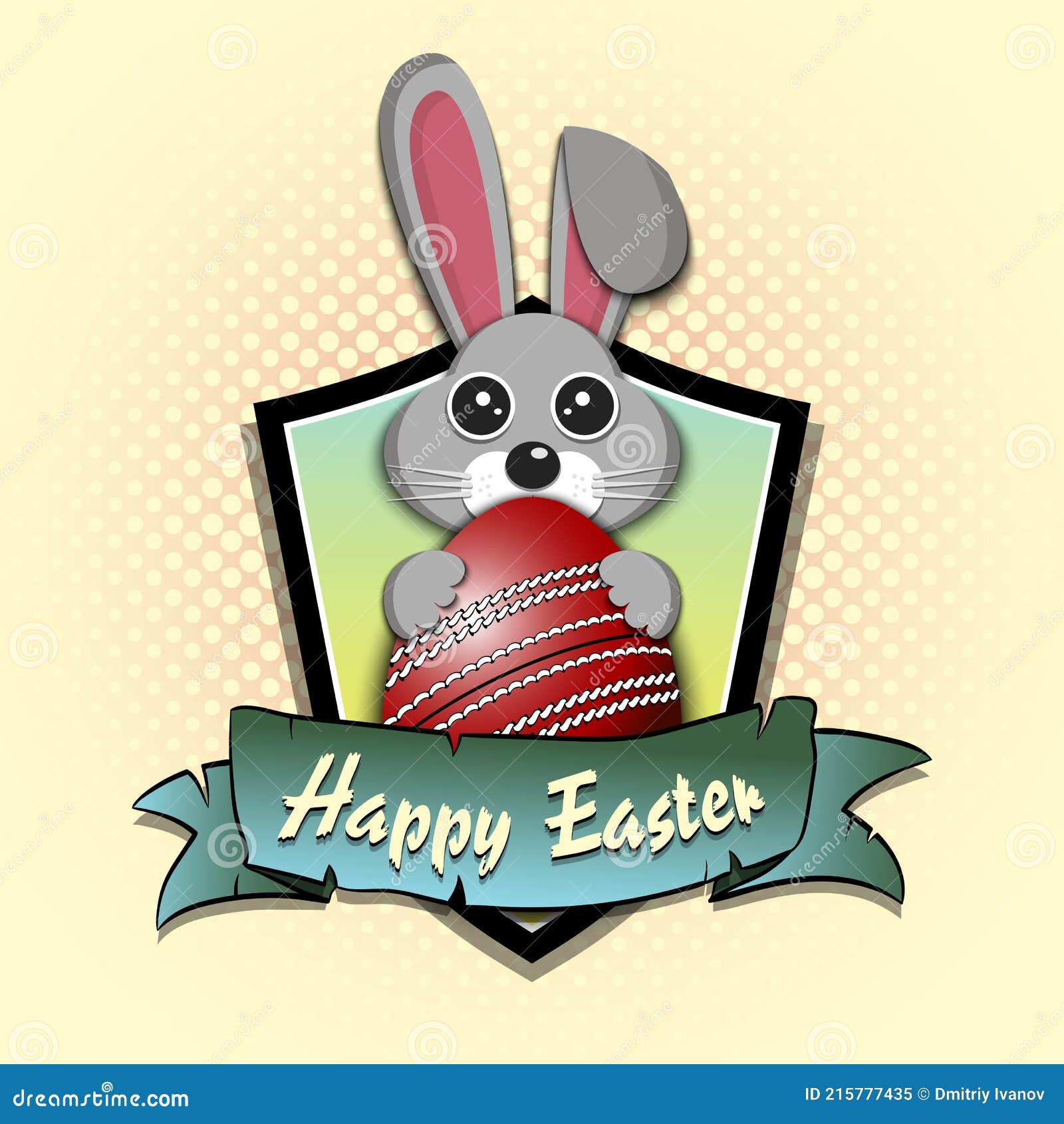 Happy Easter. Rabbit with Egg Shaped Cricket Ball Stock Vector ...